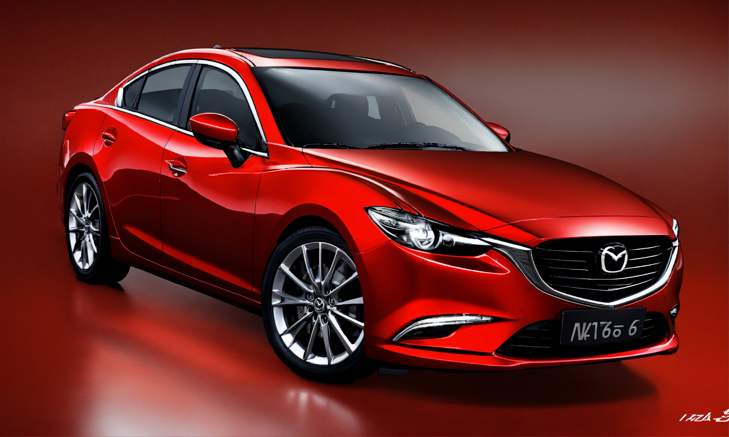Lexica - Mazda 6, red, cartoon, sticker