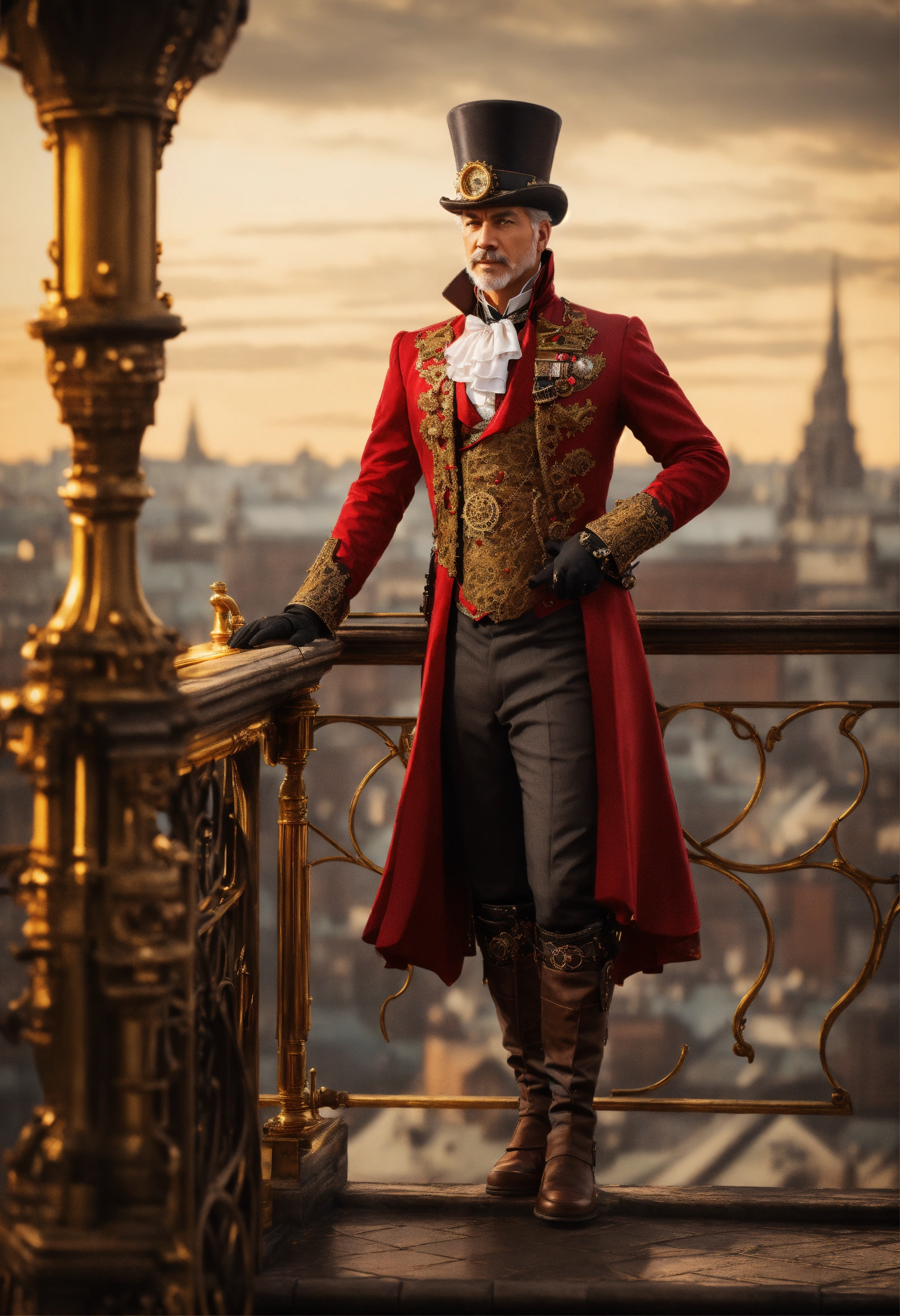 Lexica - Steampunk king, 19th centurysartorial charcoal and red and ...