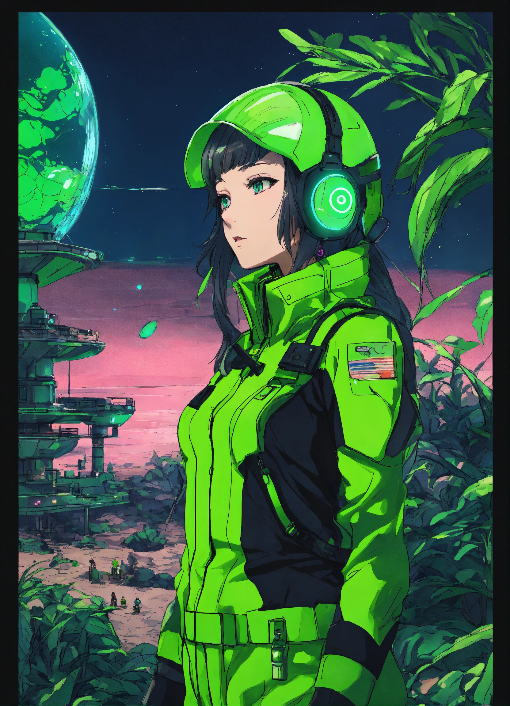 Lexica - Deep inside the green oxygen farm of a spaceship, anime female ...