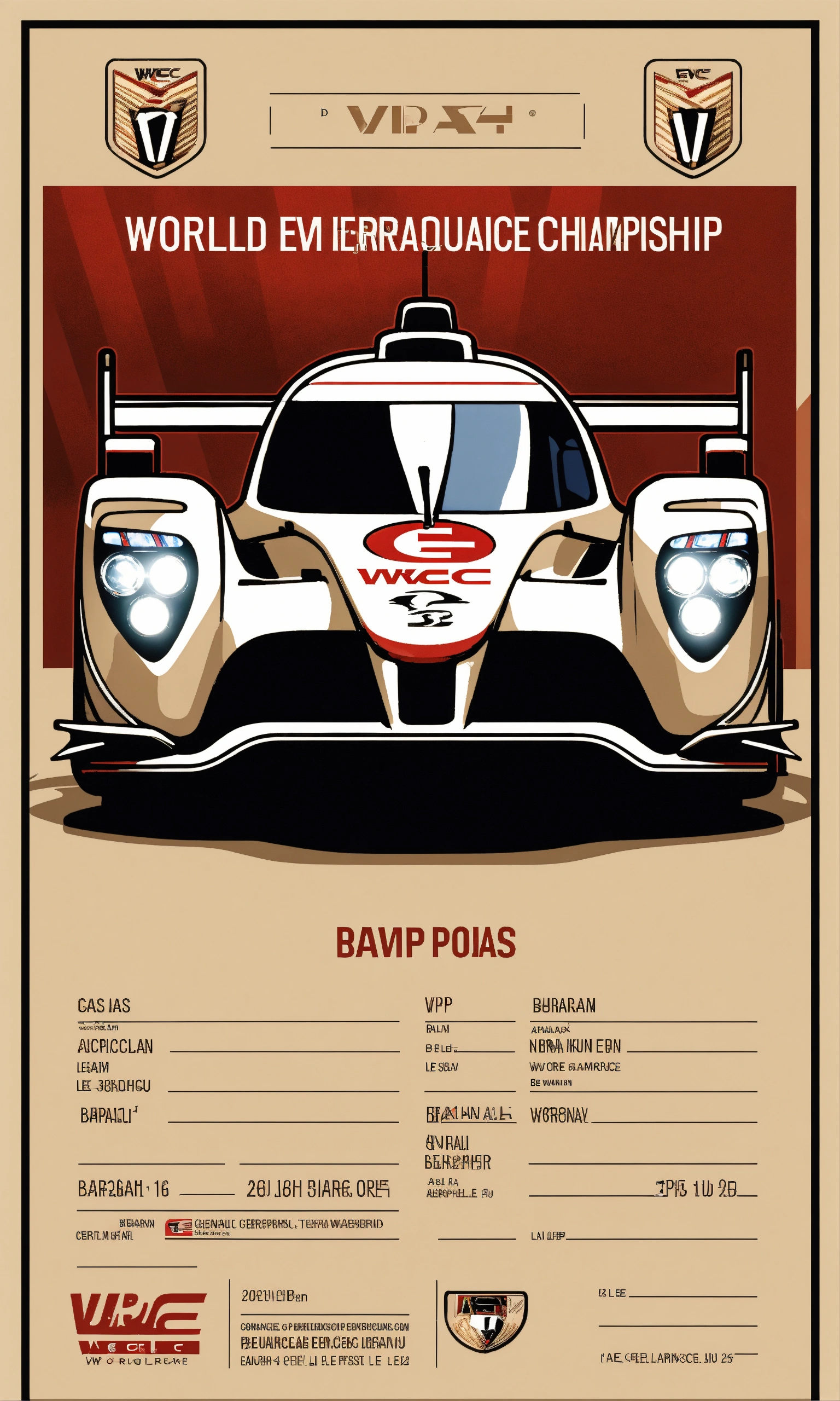 Lexica - WEC World endurance championship card VIP ID pass, beige white ...
