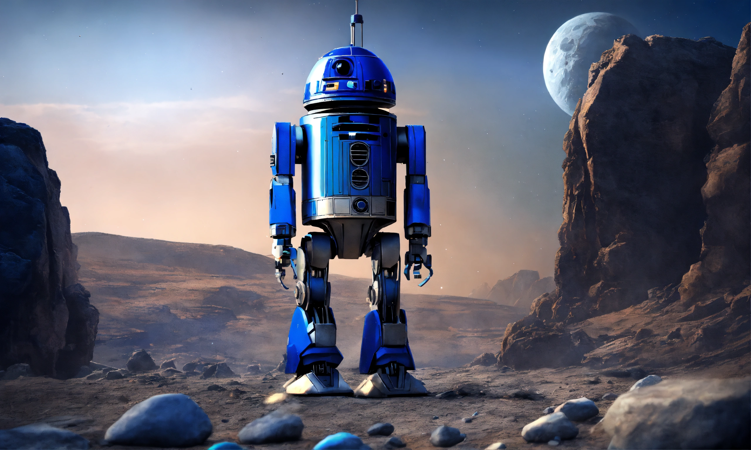 Lexica - Robot from star wars standing on moon, rocks around, hdr ...