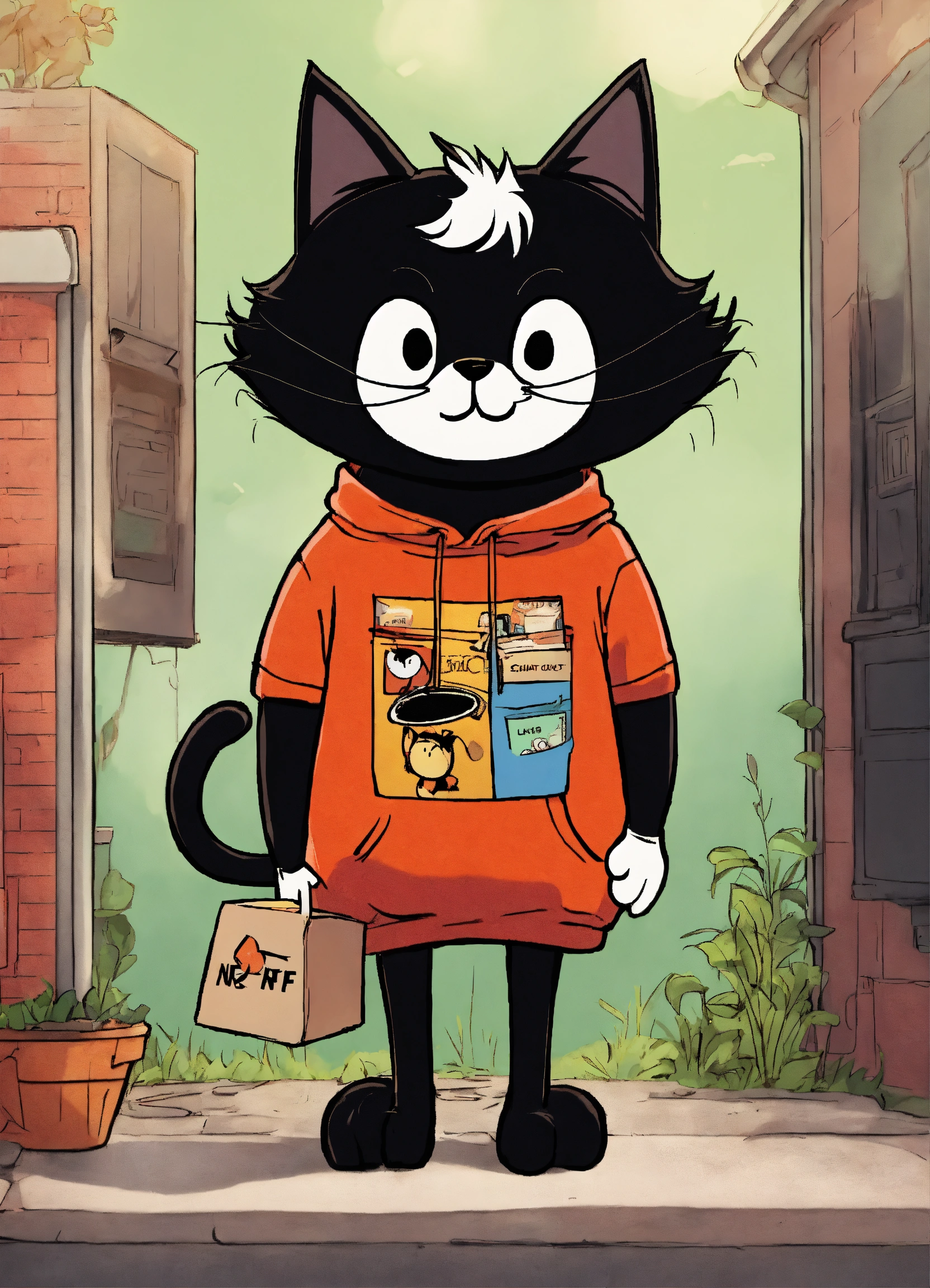 Lexica - A tall human like cat like the cartoon character felix the cat ...