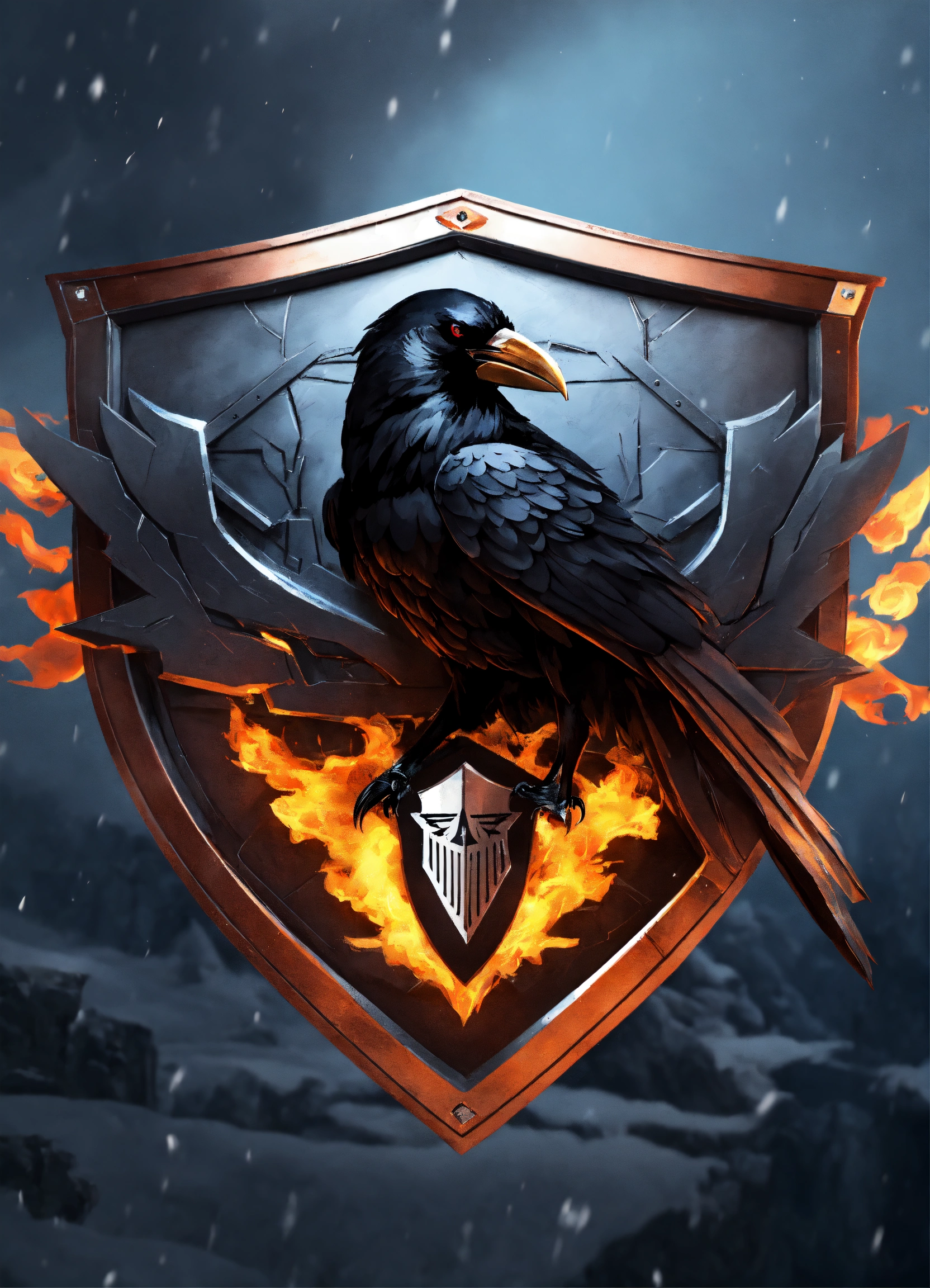 Lexica - Angry, savage raven logo, snow style, futuristic logo, shield ...