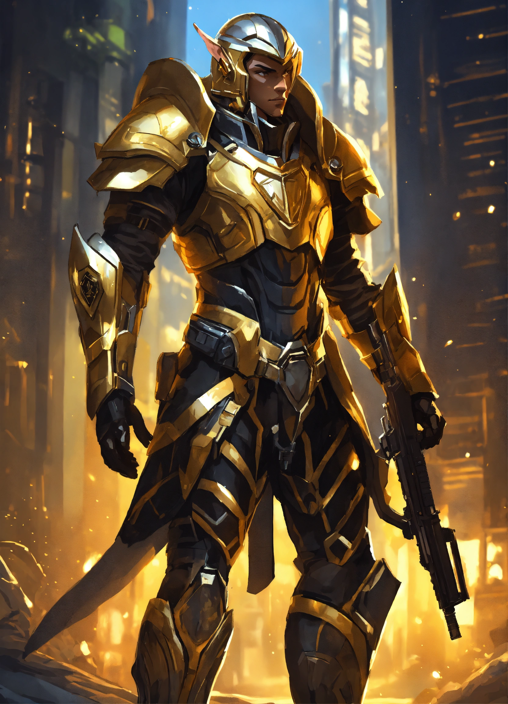 Lexica - Full body cartoon art of a high elf sci fi soldier wearing ...