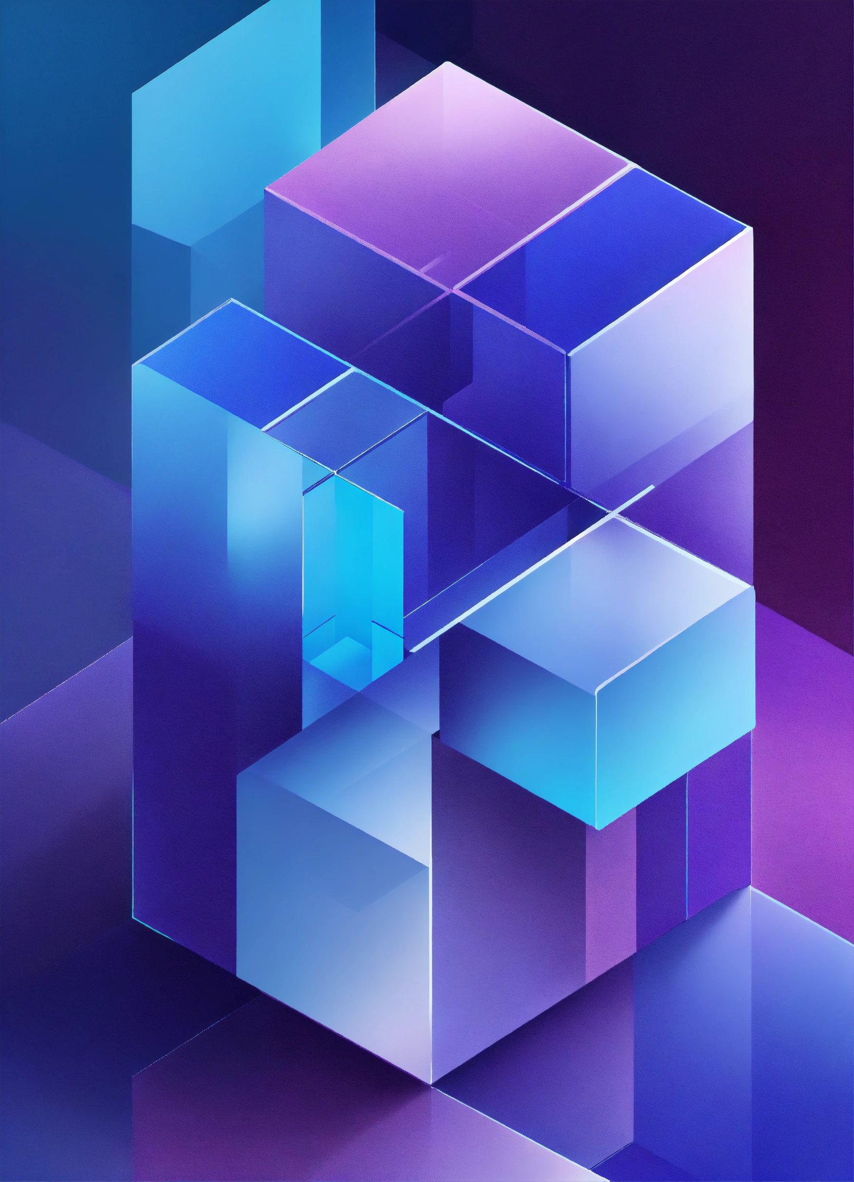 Lexica - Cuboid, retangular 3D cross shape, blue color, purple shades ...