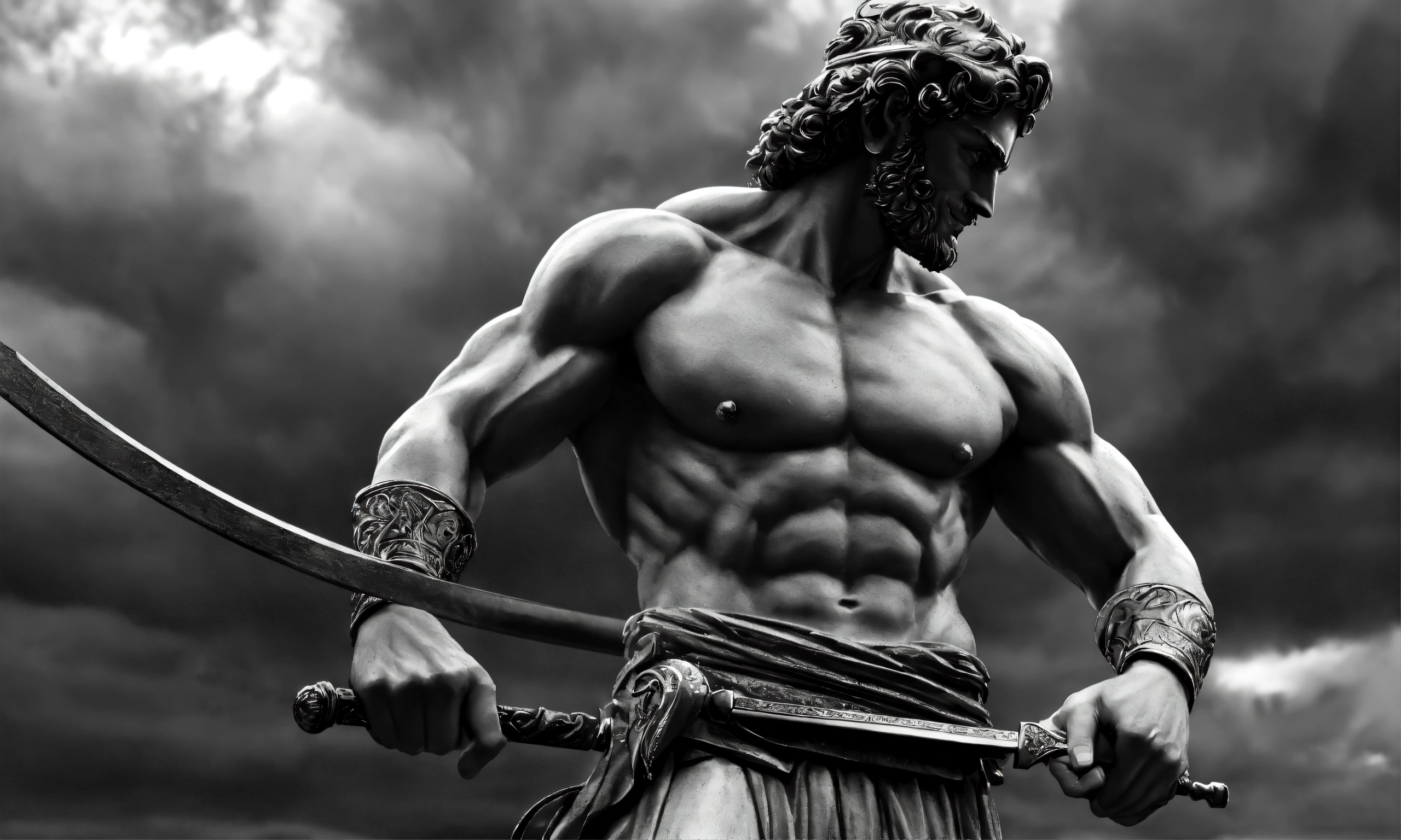 Lexica - Greek statue strong man standing with sinister smile sideways ...