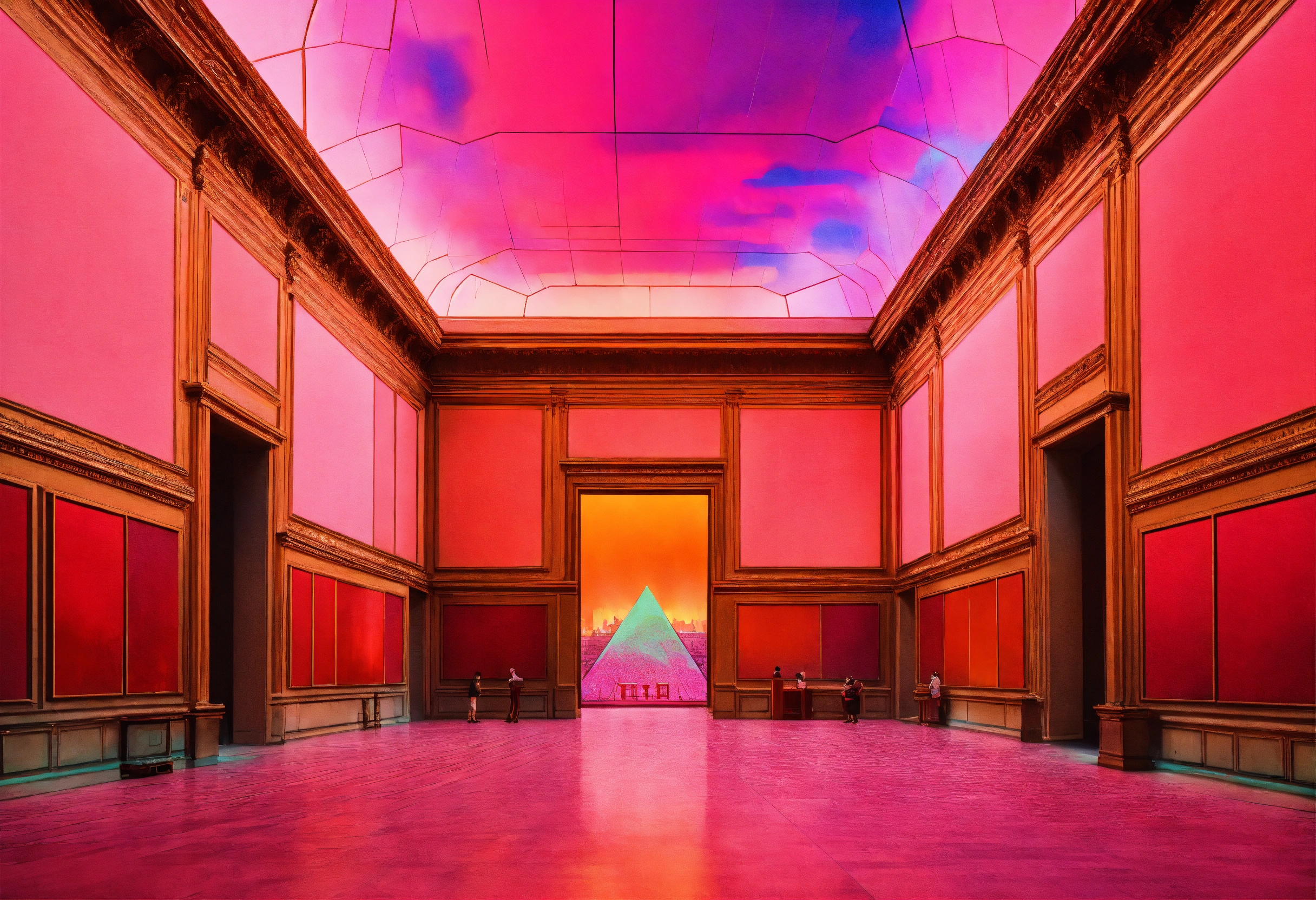 Lexica - Large room at the louvre with massive square painting on the ...