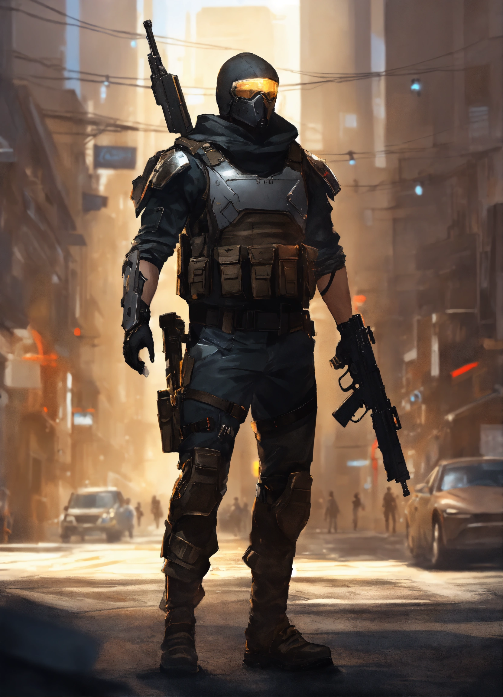 Lexica - Concept art full body, degenesis rpg, urban male mercenary ...