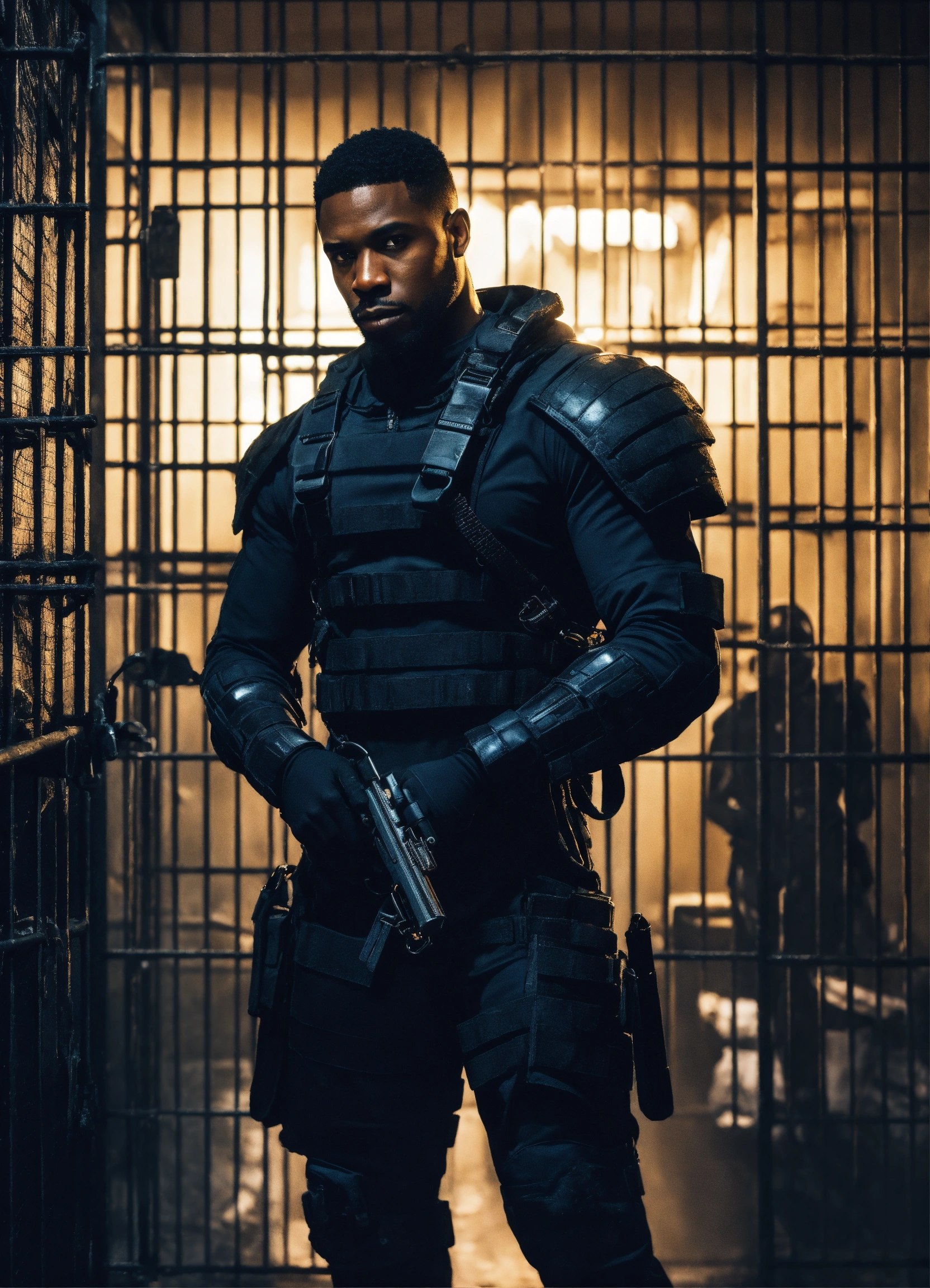 Lexica - Handcuffed, a handsome black male god, a strong prisoner with ...