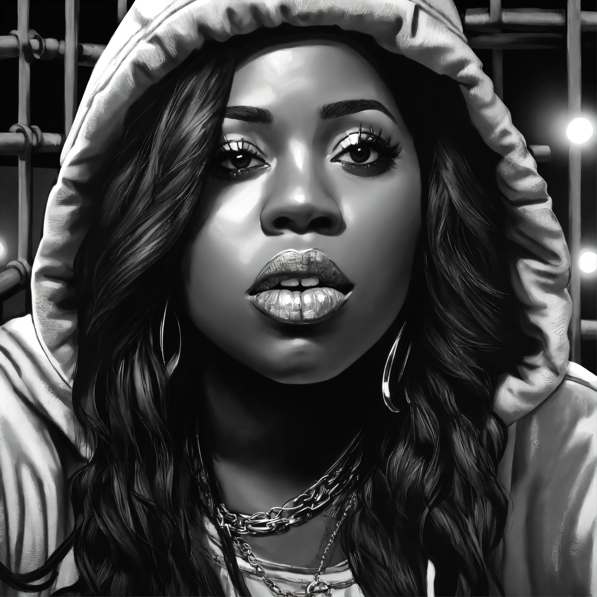 Lexica - Sky view, Pop art, hyperrealist portrait of black woman rapper ...