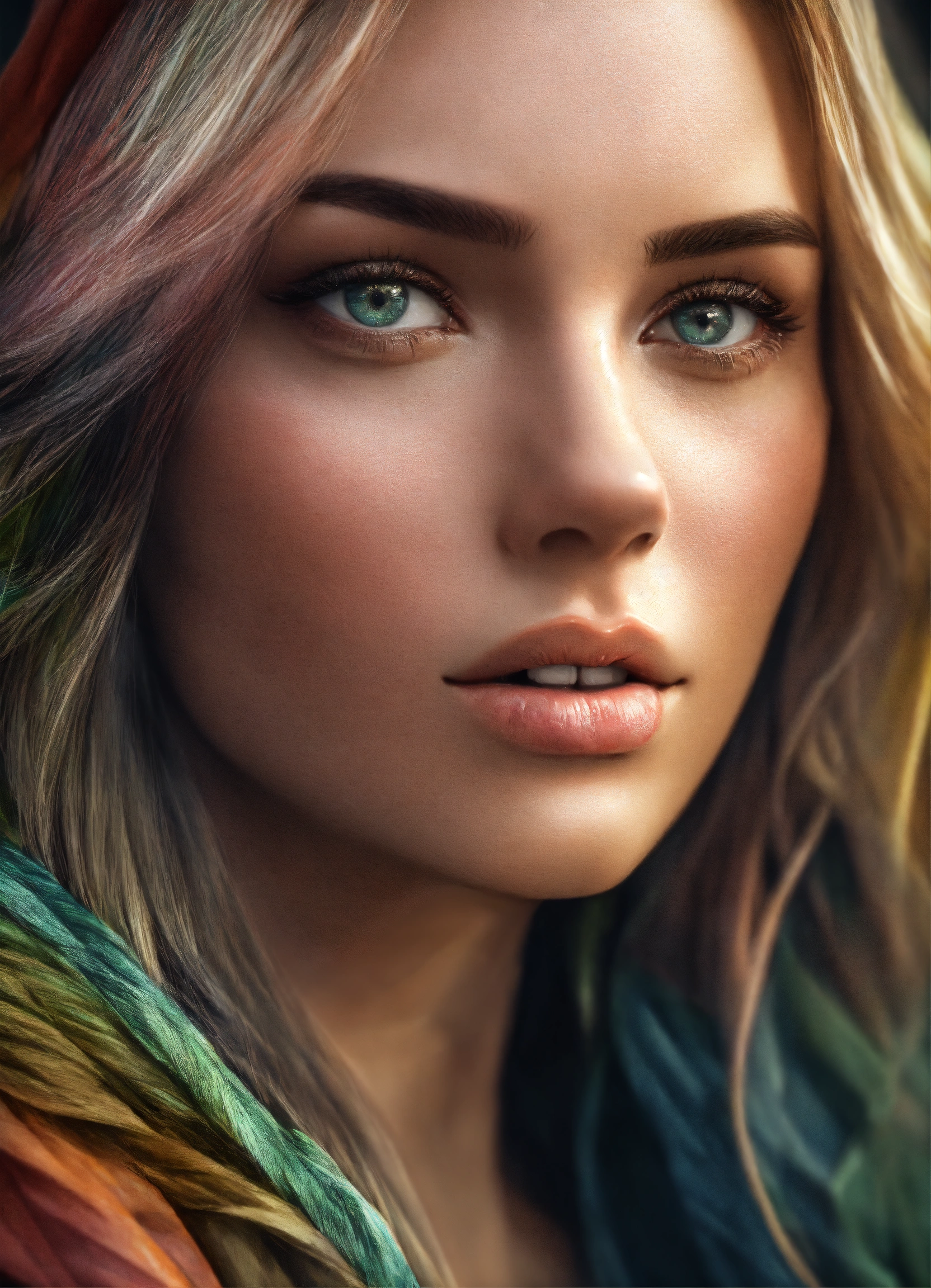 Lexica - Photorealistic, bicoloured blackandwhite and coloured, woman's ...