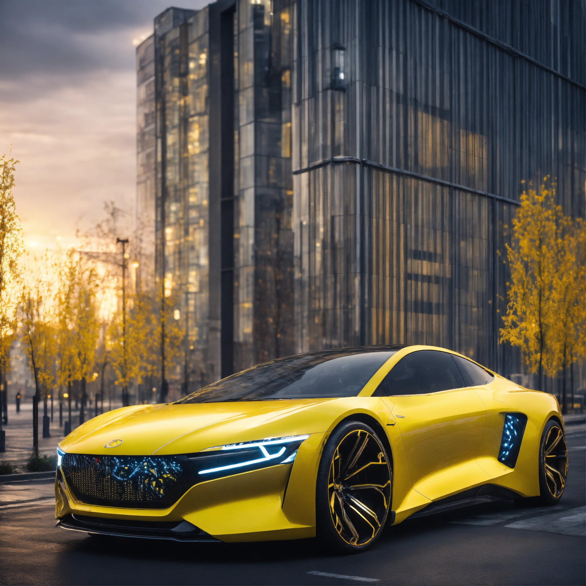 Lexica - A modern yellow car, the design of which contains elements ...