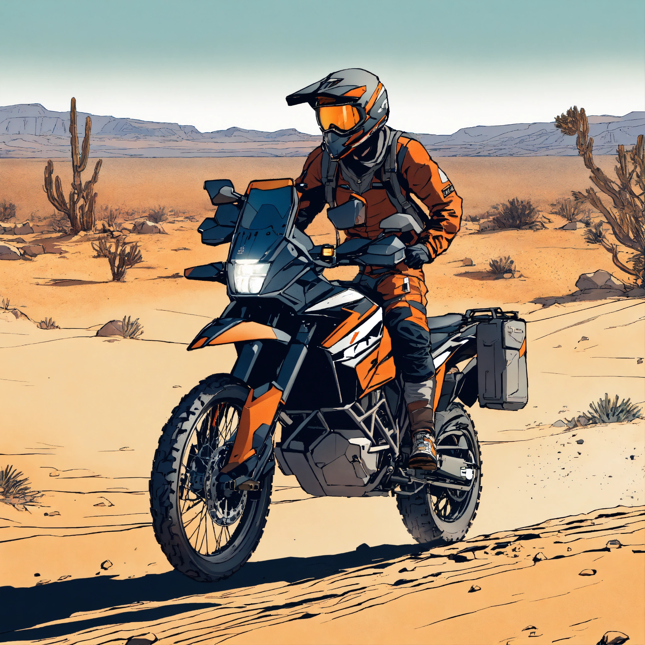 Lexica - A man riding a KTM 390 Adventure 2023 Motorcycle on dirt road ...