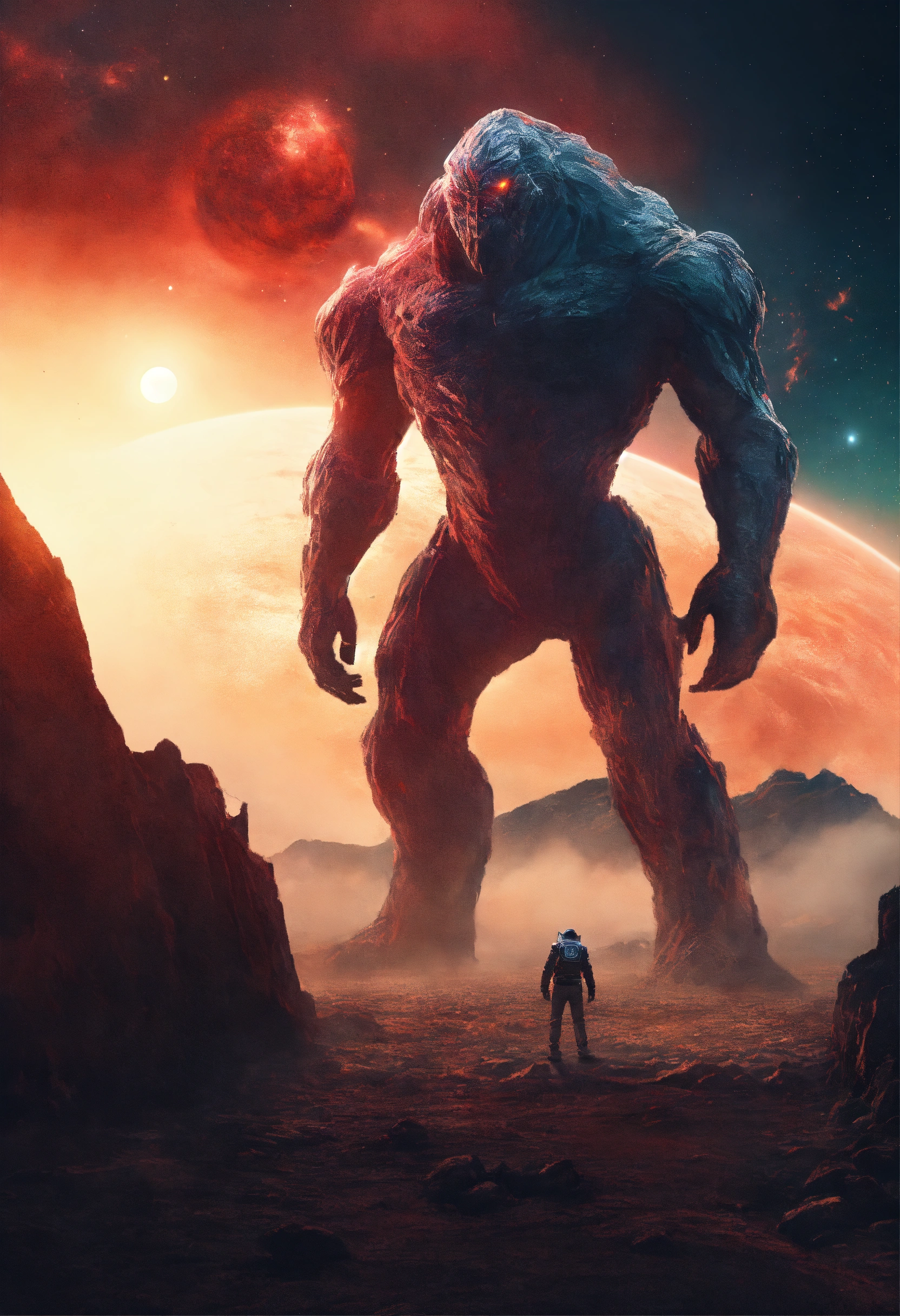 Lexica - Terrifying galactic sized humanoid monster looming over planet ...