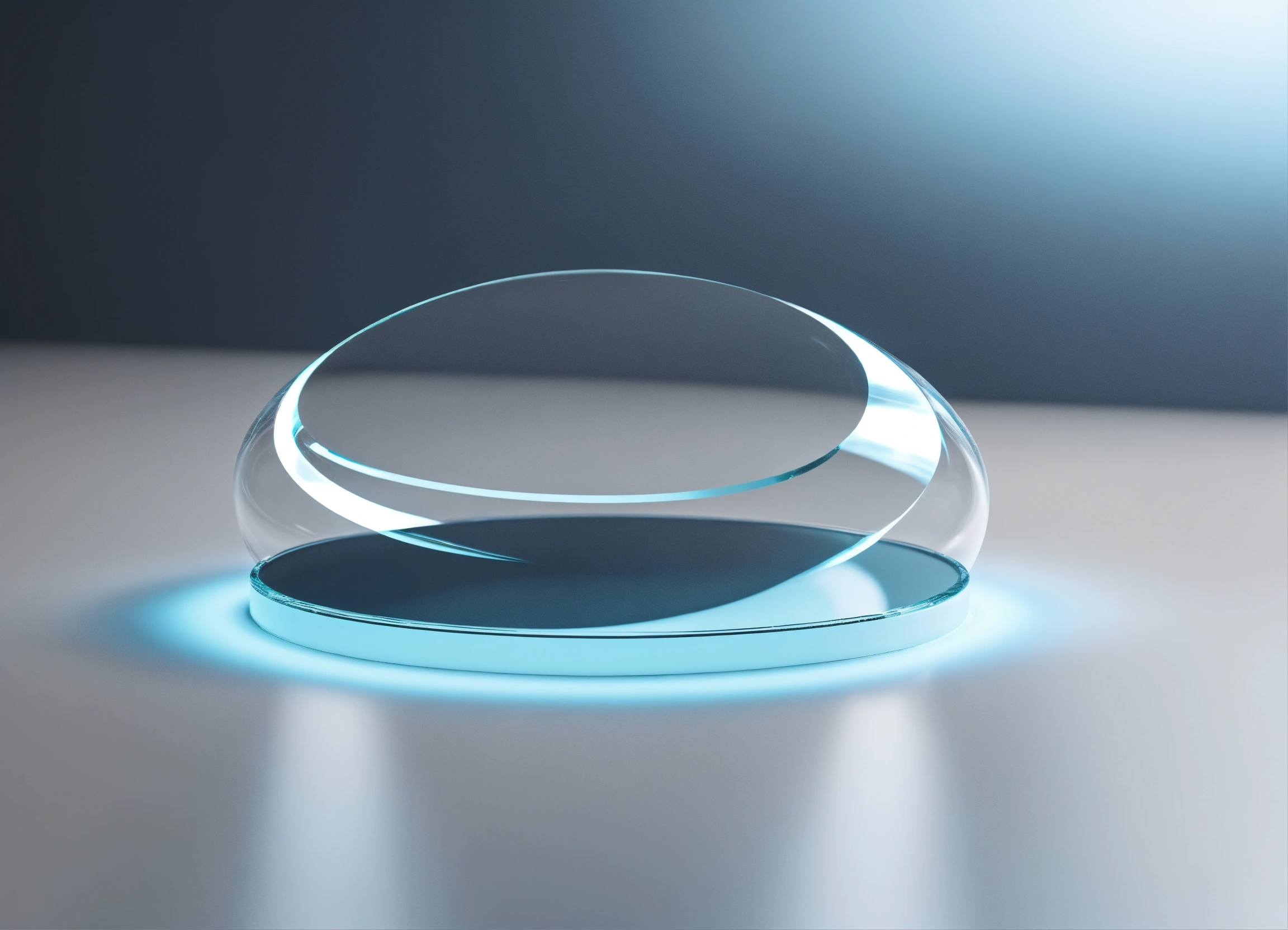 Lexica - Ultra thin glass circle, seen from a side angle with a rotated ...