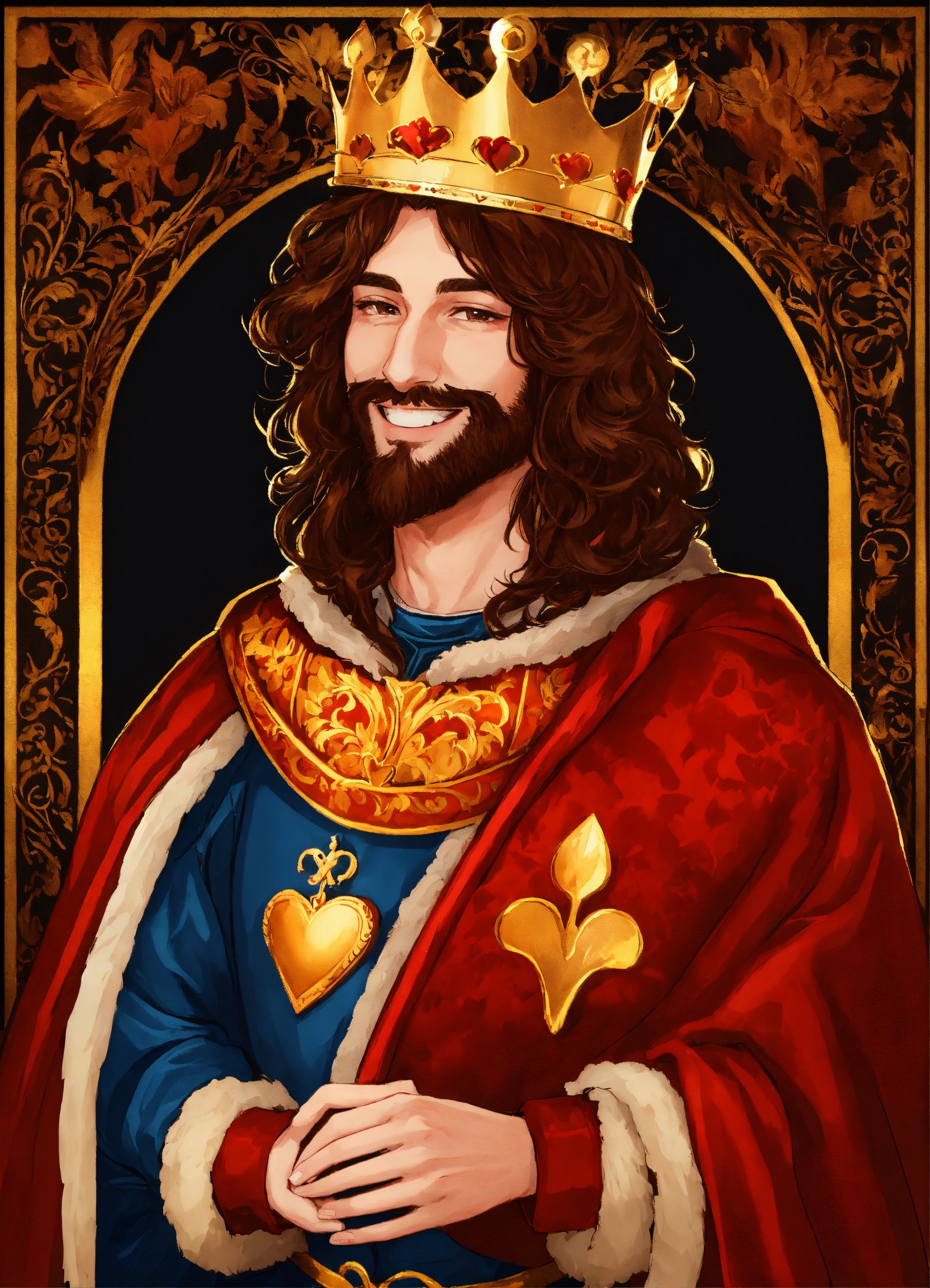 Lexica - Handsome smiling king with a fancy medieval royal robe. King ...