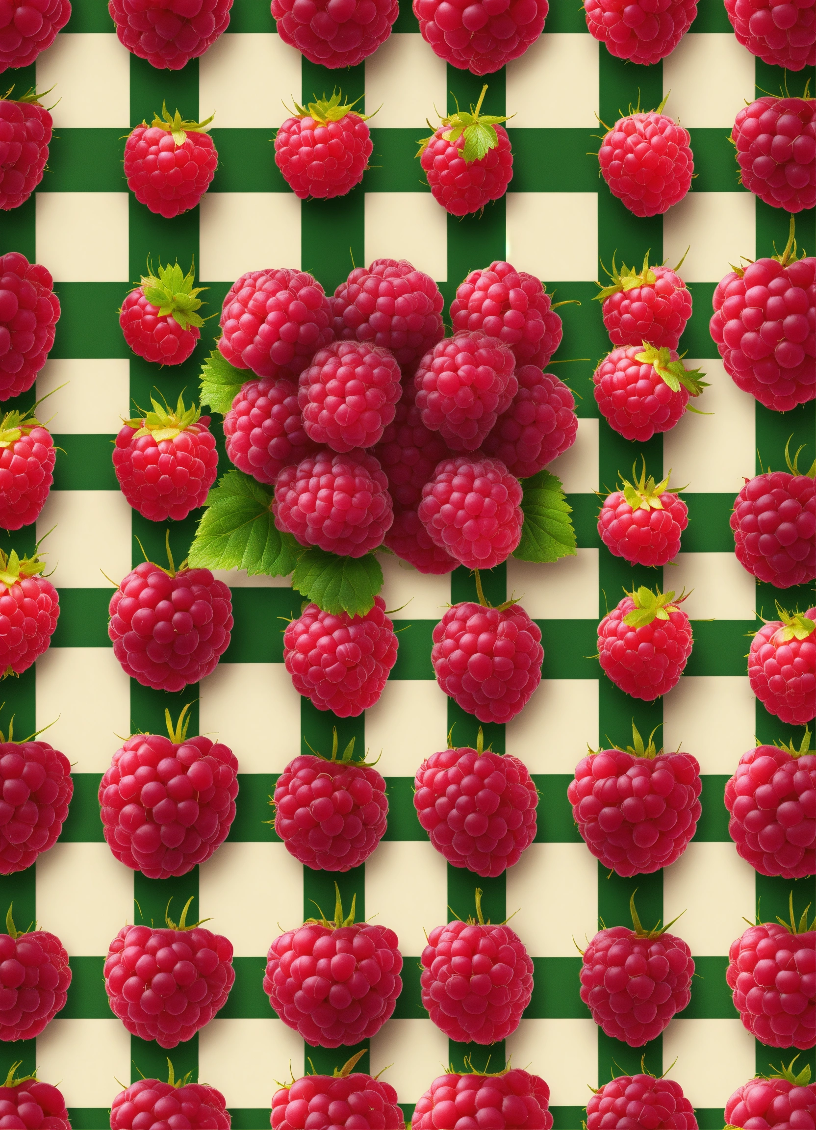 Lexica - Checkered pattern, RASPBERRIES, Realistic