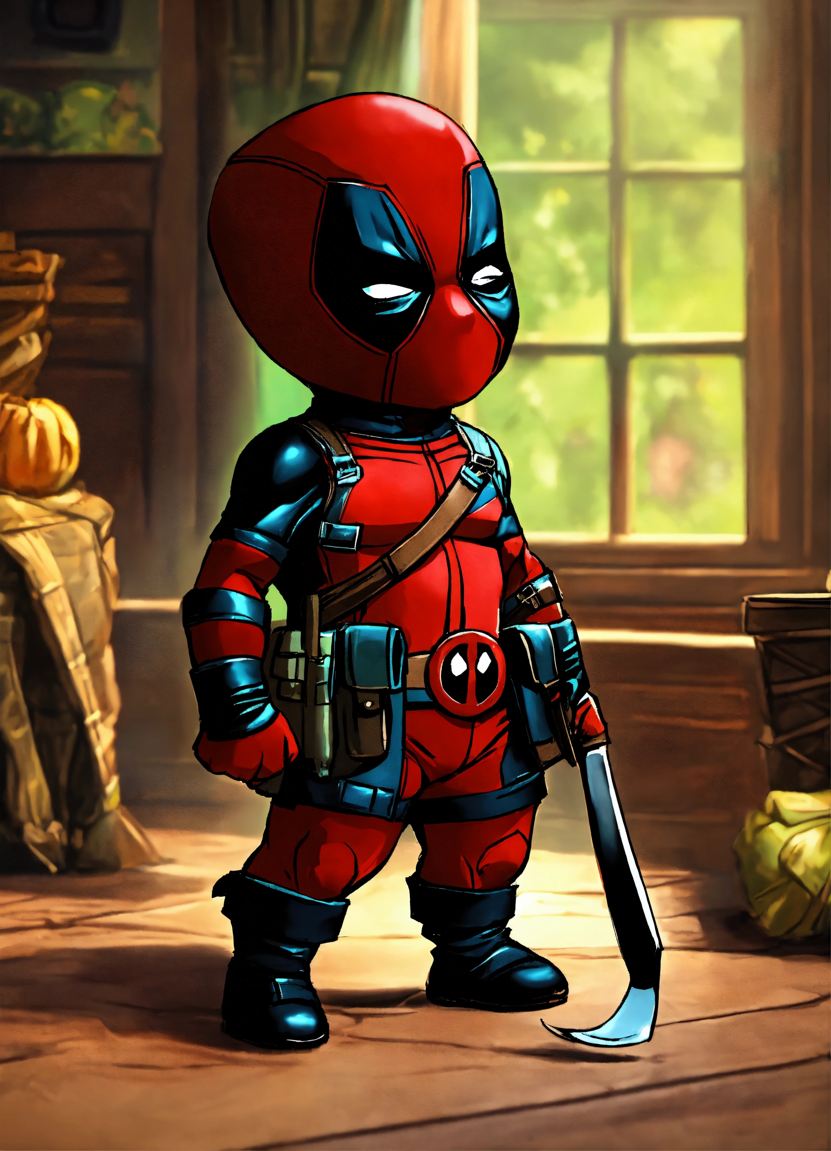 Lexica - A cute baby deadpool in a lungi