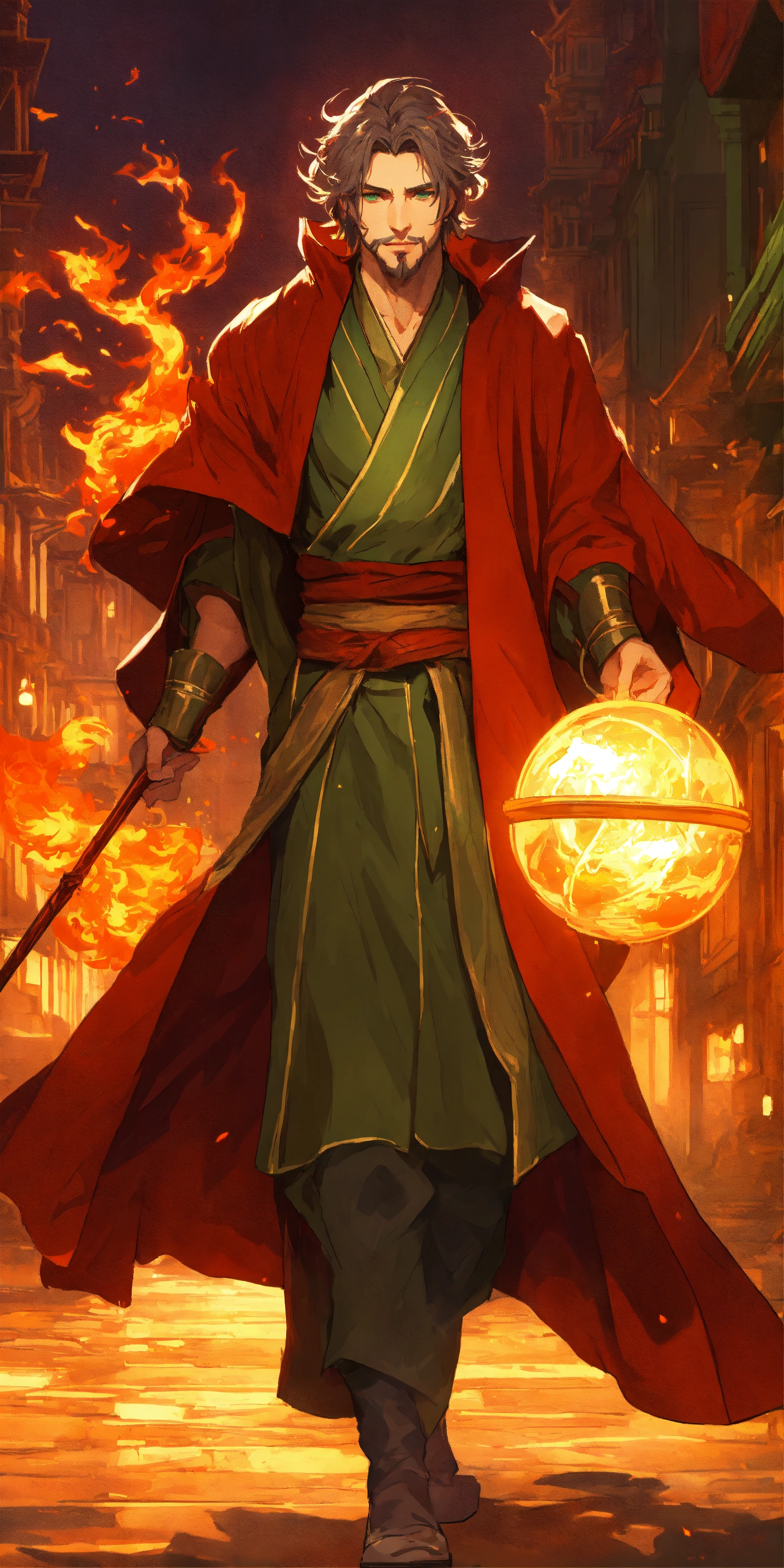 Lexica - Handsome, human, imperial male fire sorcerer with goatee, with ...