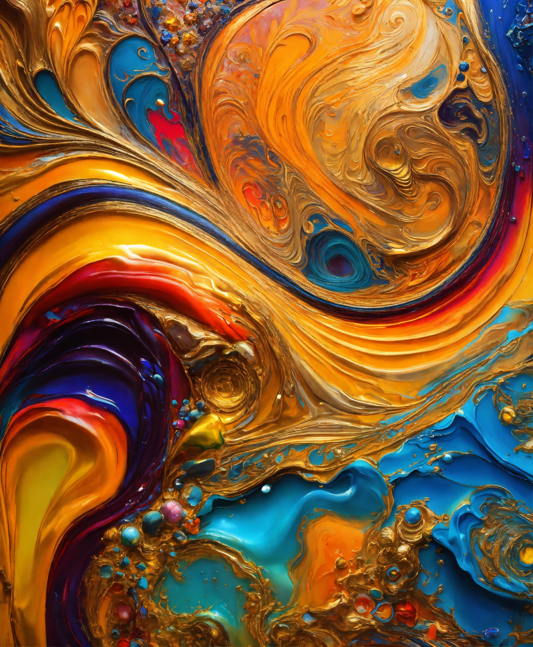 Lexica - Colorful abstract painting oil and water complex complicated ...