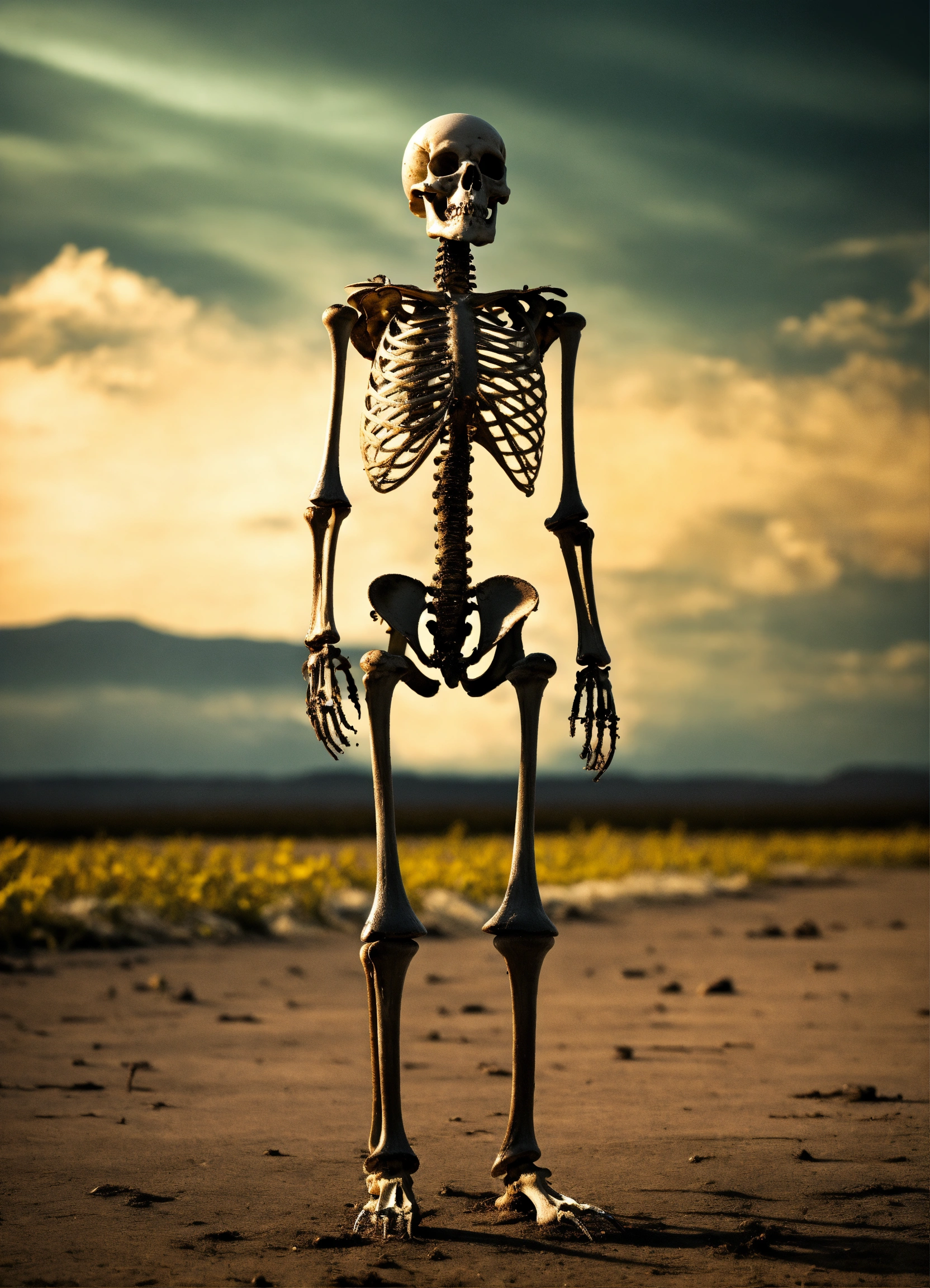 Lexica - Standing human skeleton, full growth, nuclear mushroom