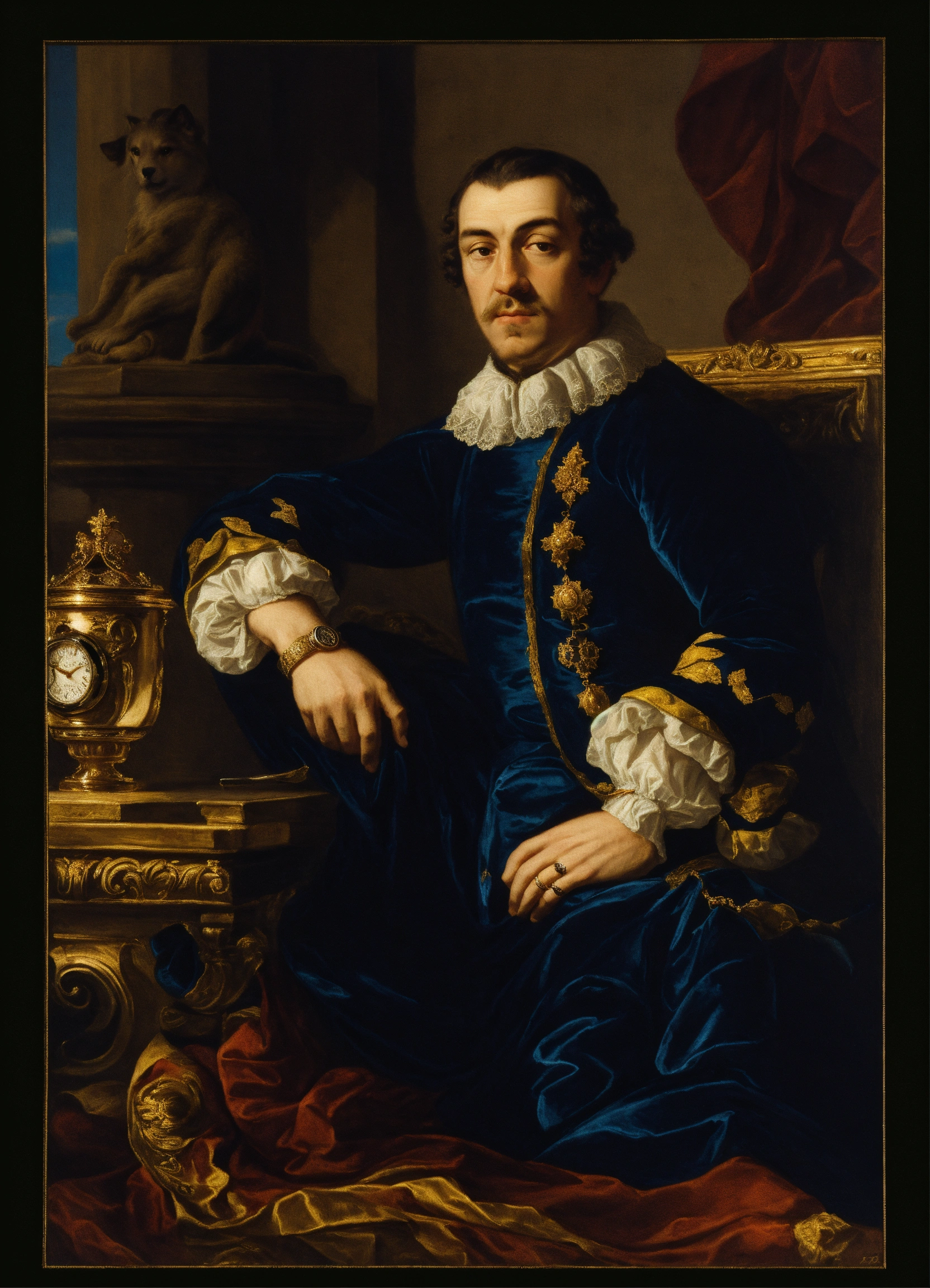 Lexica - King louis the 19th looking at his watch with a scared look on ...