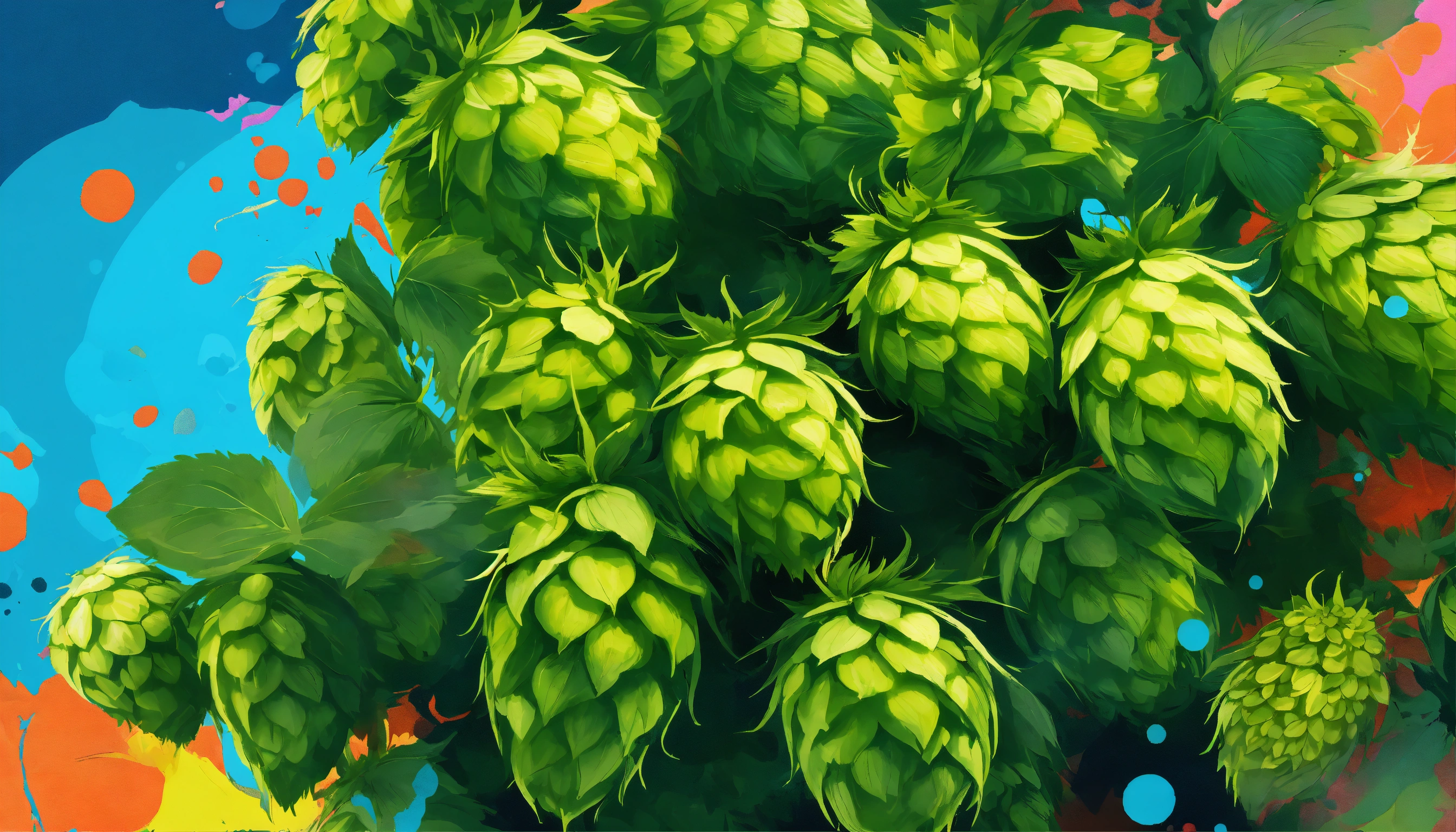 Lexica - Composition of bunches of hops with an explosion of colored ...