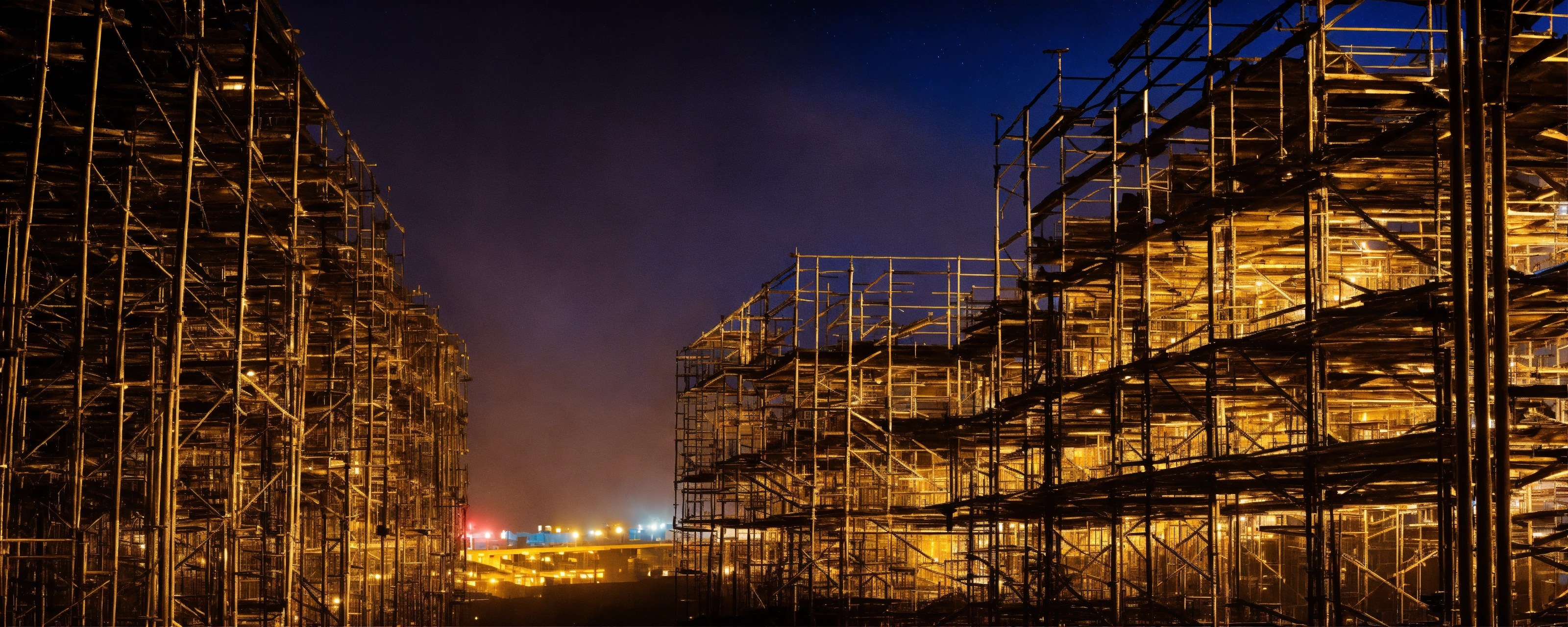 Lexica - Scaffolding at night, industry, back light, hipersurreal ...