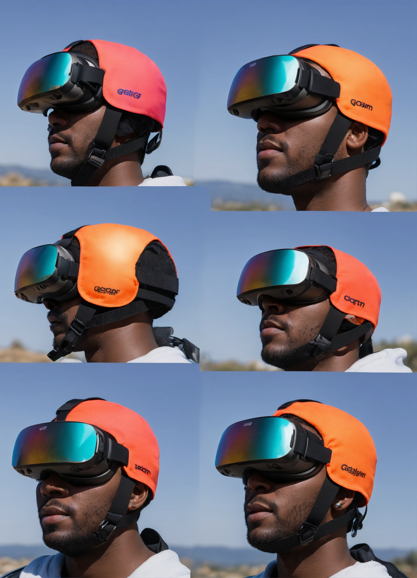 Lexica - Front view image, how head gear wraps around the head, VR ...