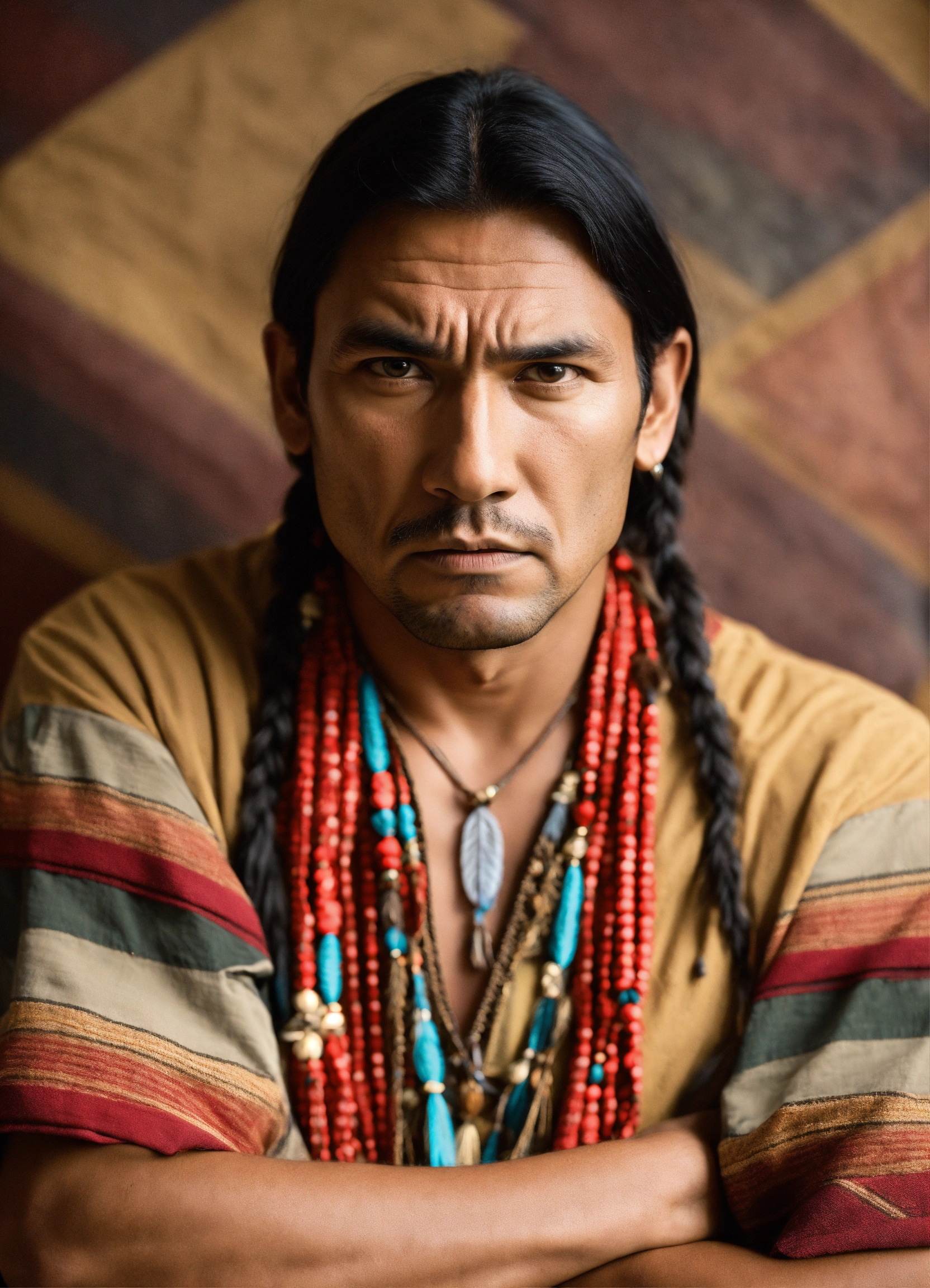 Lexica - Scared native american man, FRONT VIEW, casual clothes, arms ...