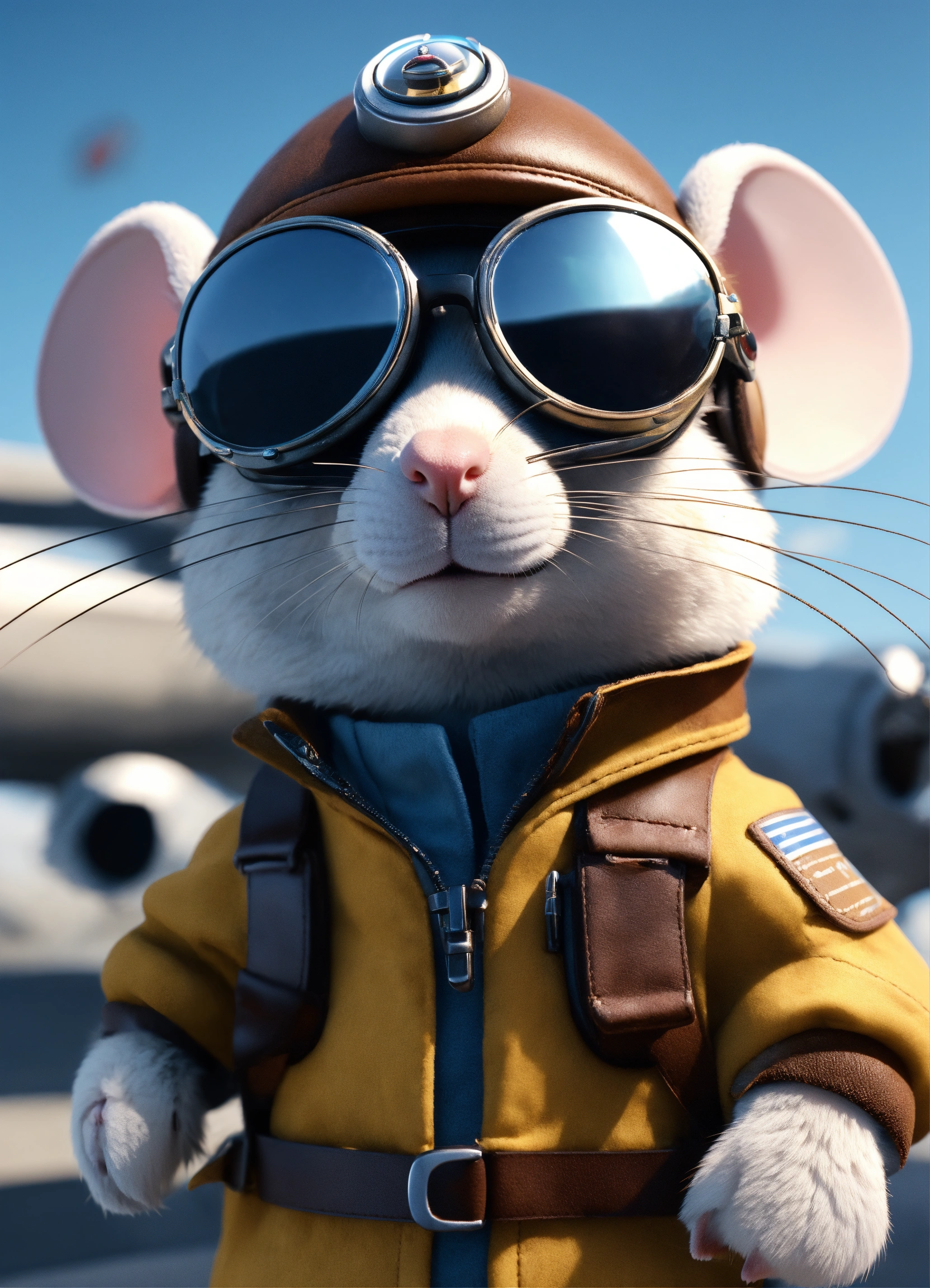 Lexica - A cute mouse pilot wearing aviator goggles, unreal engine ...