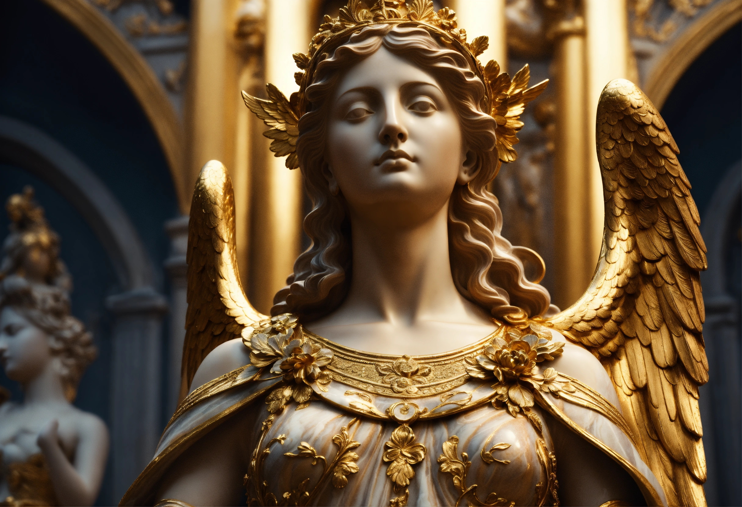 Lexica - Greek marble and gold statue of a goddess with angels ...