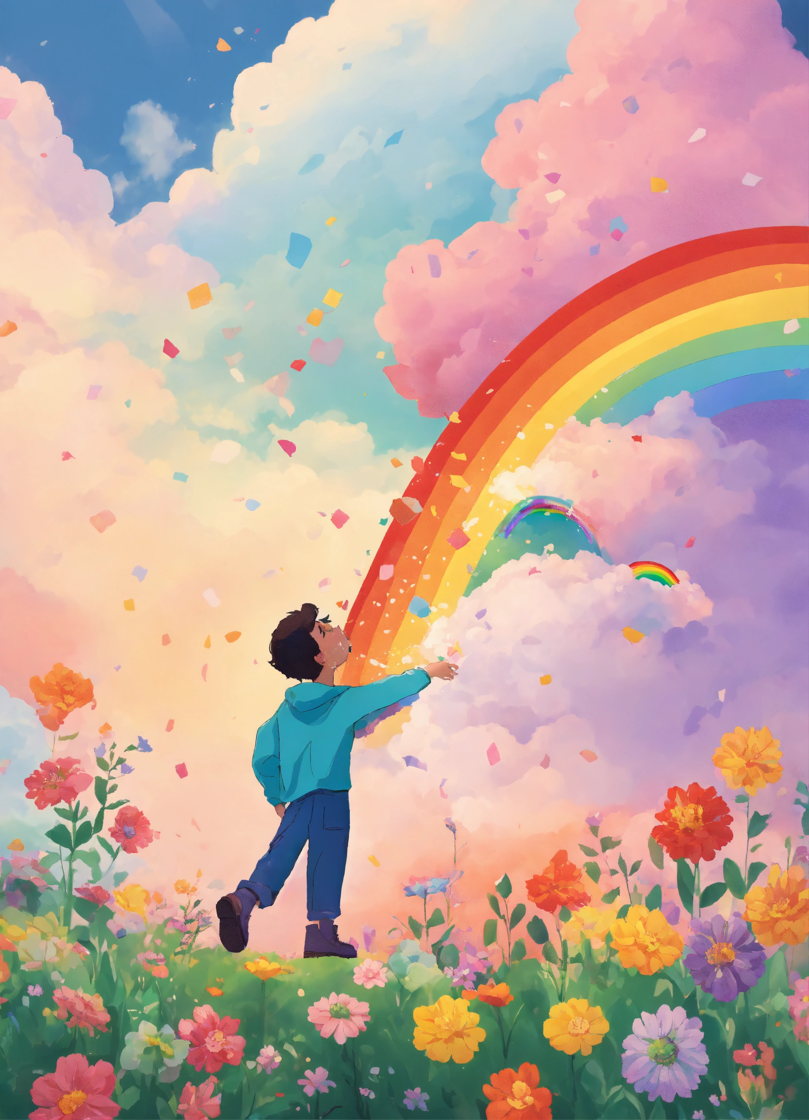Lexica - Create a cloud cartoon person, barfing a rainbow with rainbow ...