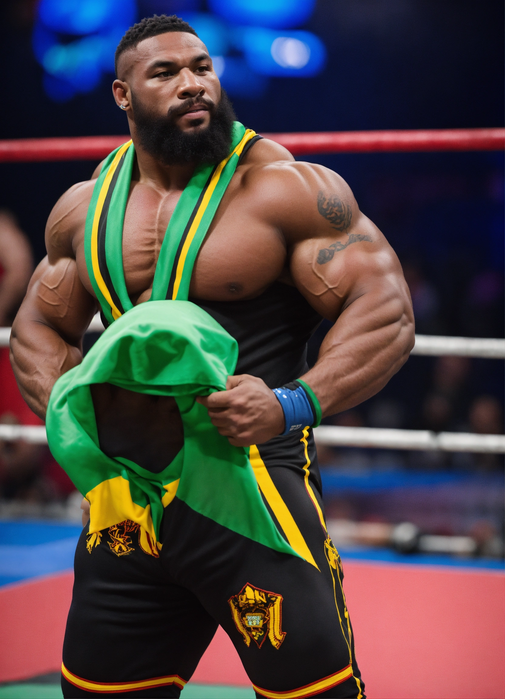 Lexica - 30-year-old wrestler with big muscles, bodybuilder, Jamaican, big