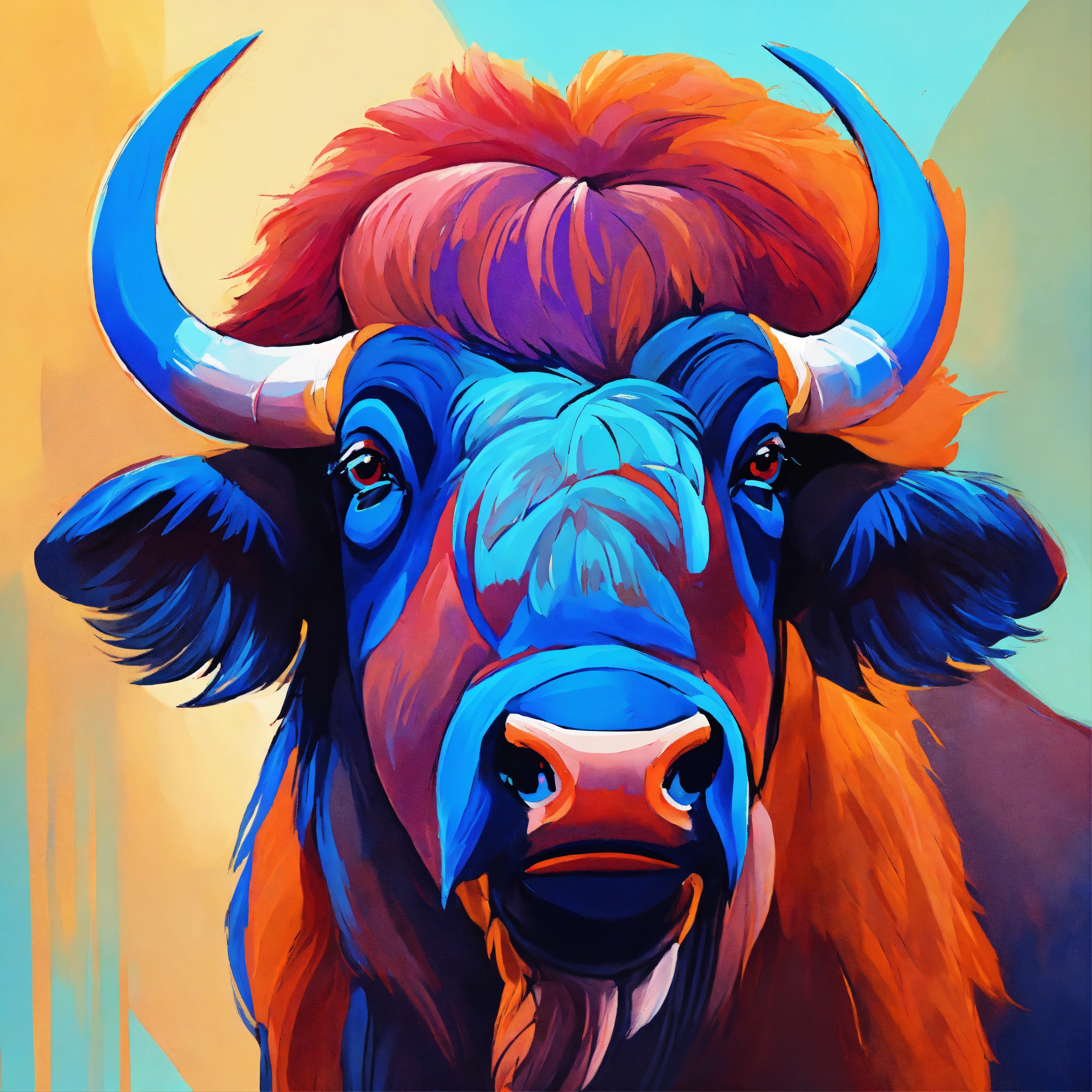 Lexica - Buffalo, cartoon oil paint, 2D illustration style, sharp focus ...