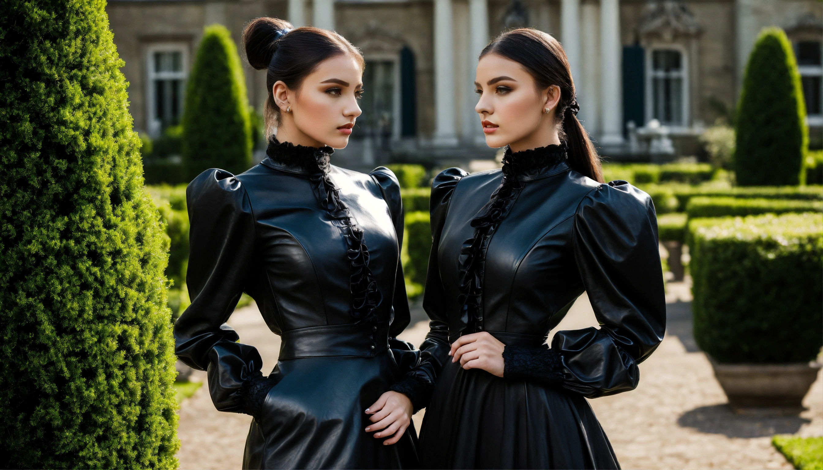 Lexica - Two stunning arrogant women fashion model, strict victorian ...