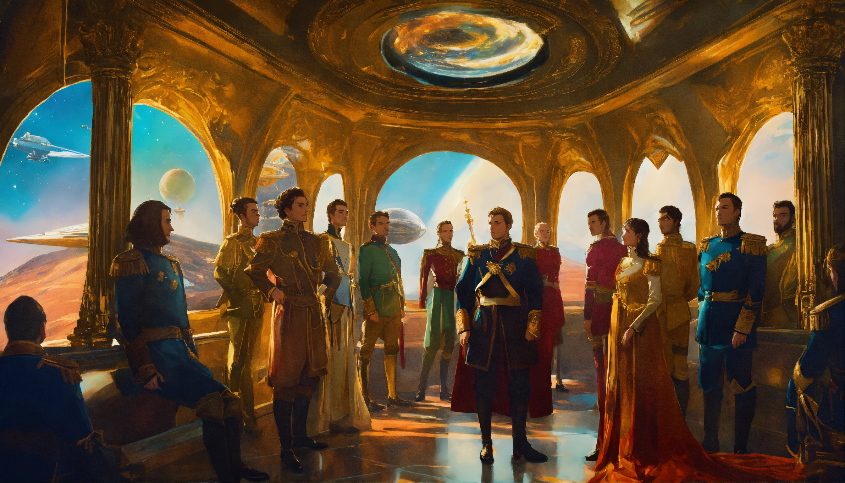 Lexica - High nobles in splendid uniforms of different colours standing ...