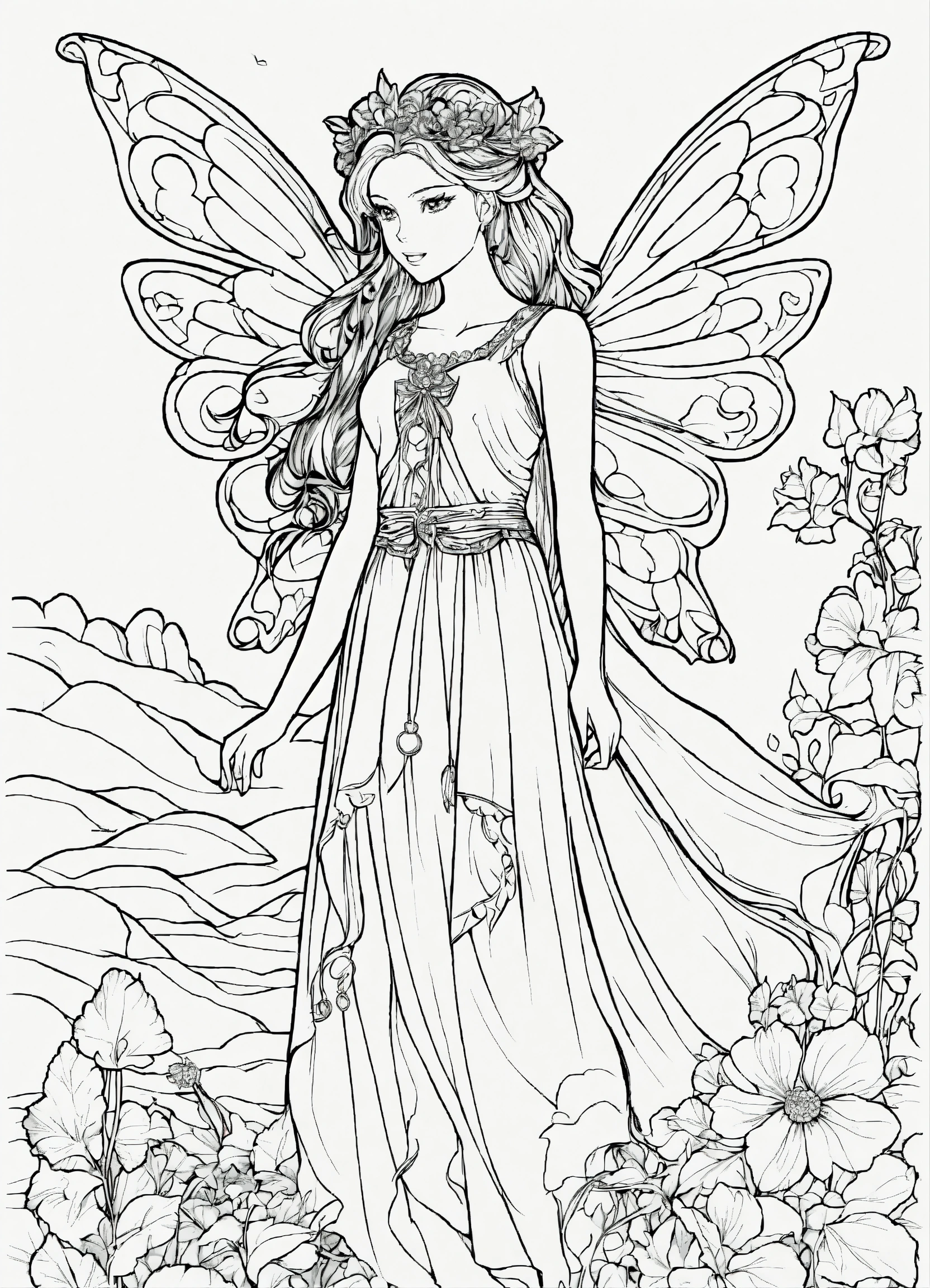 Lexica - The fairy coloring page cartoon is simple, with bold precise ...