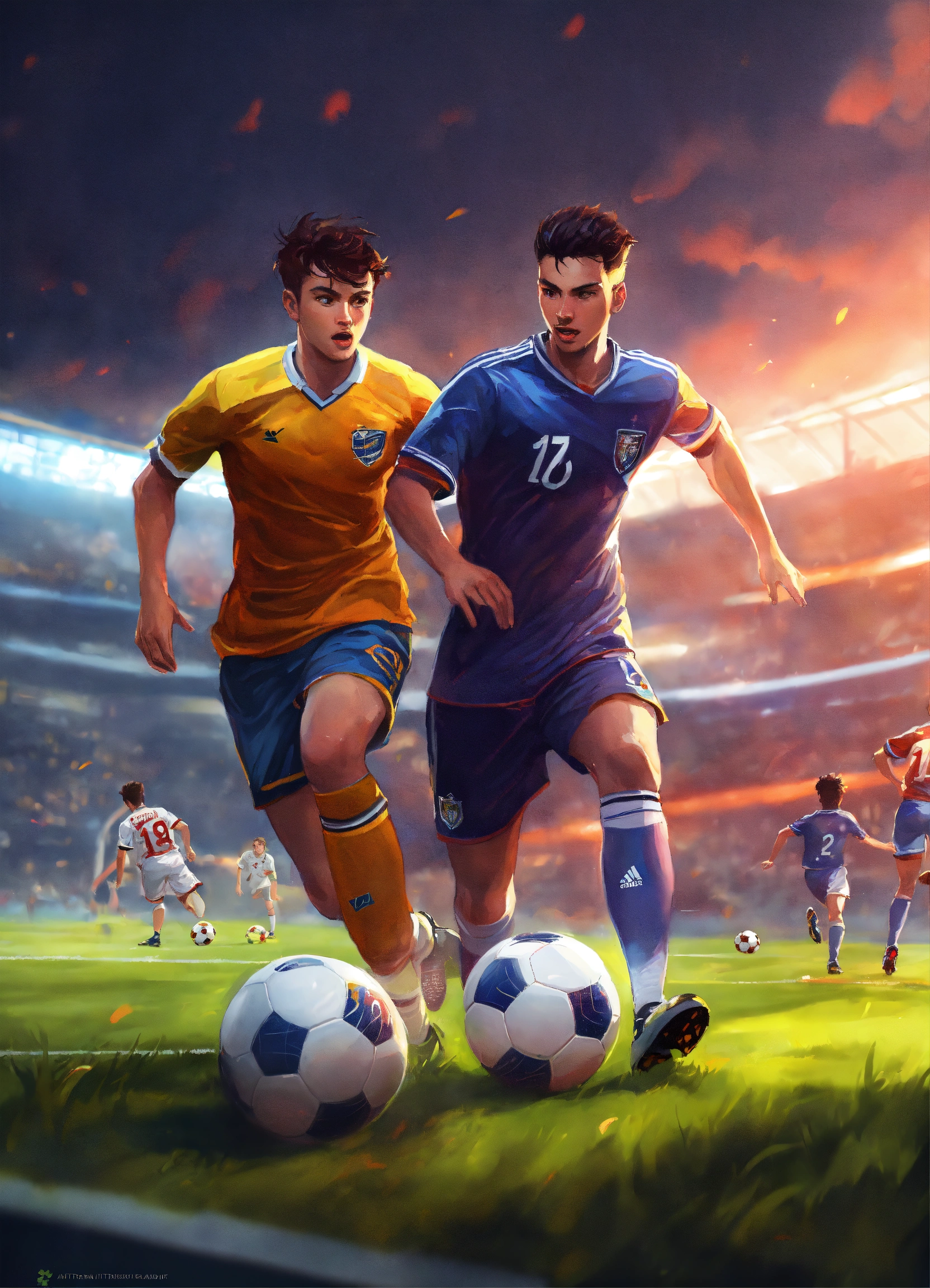 Lexica - Two soccer player playing soccer digital art, realistic ...