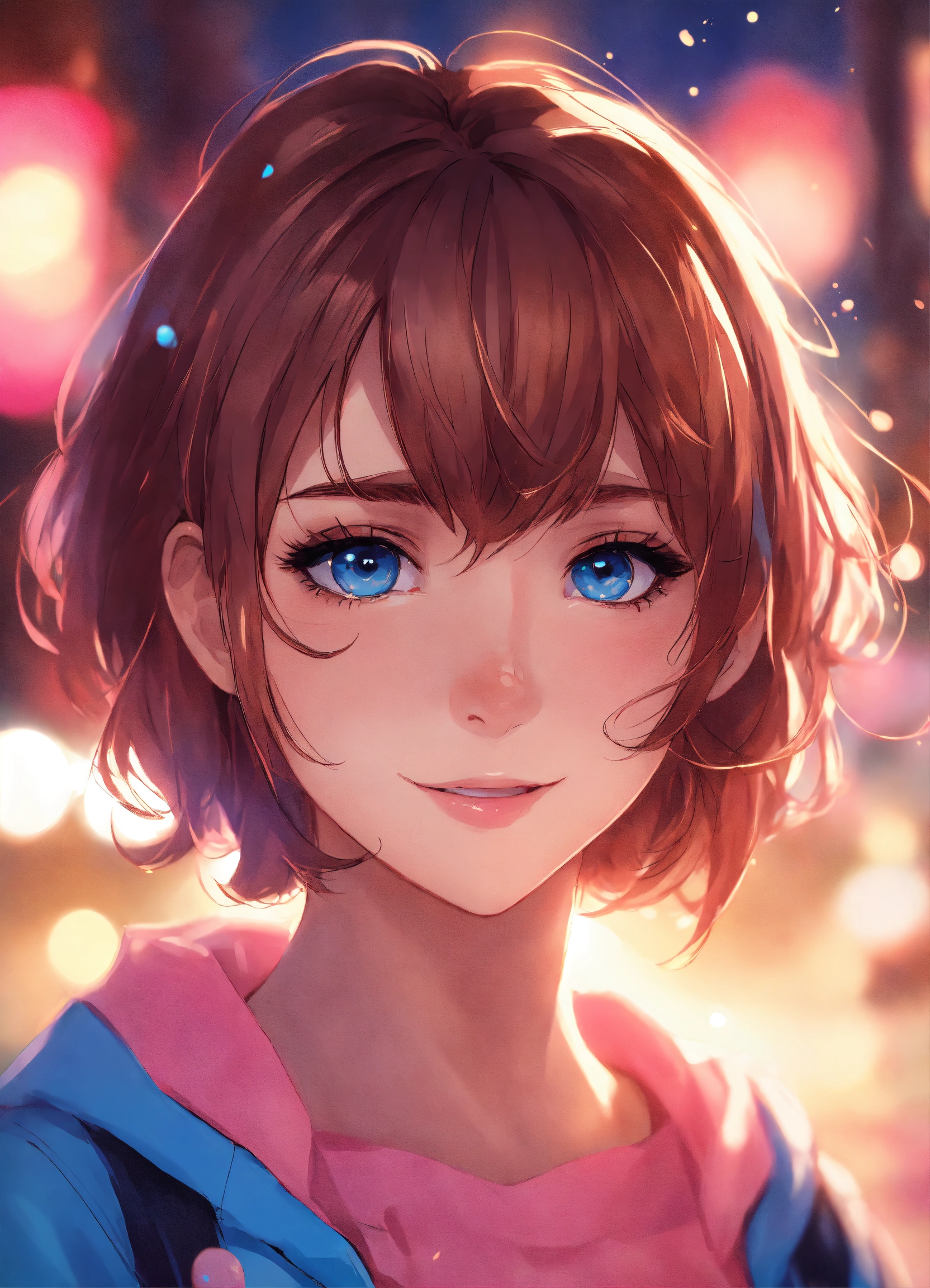 Lexica - Portrait, comic book anime style, bright lighting, pink and ...