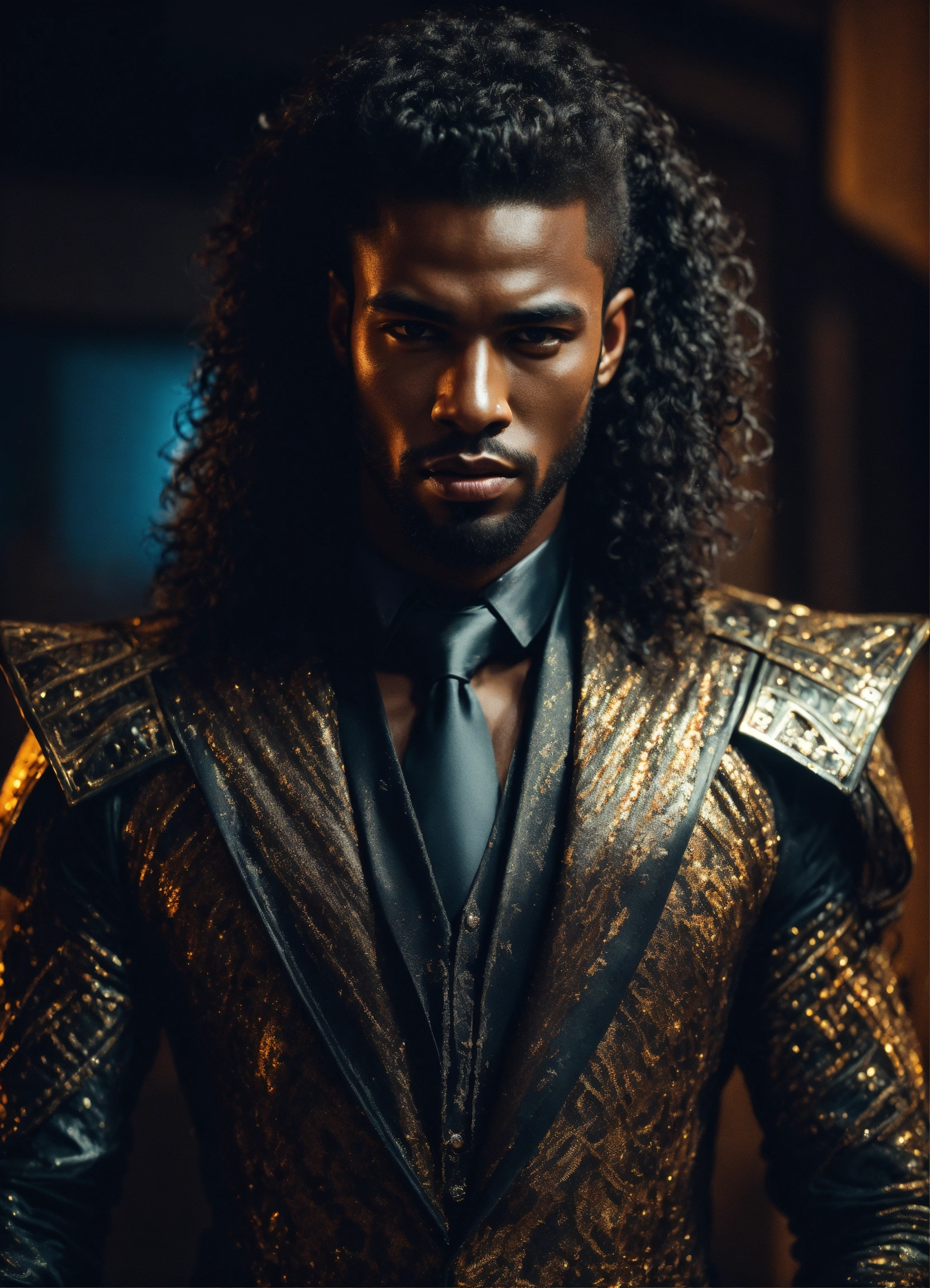 Lexica - Handsome human-looking alien male. With black skin. Arab ...