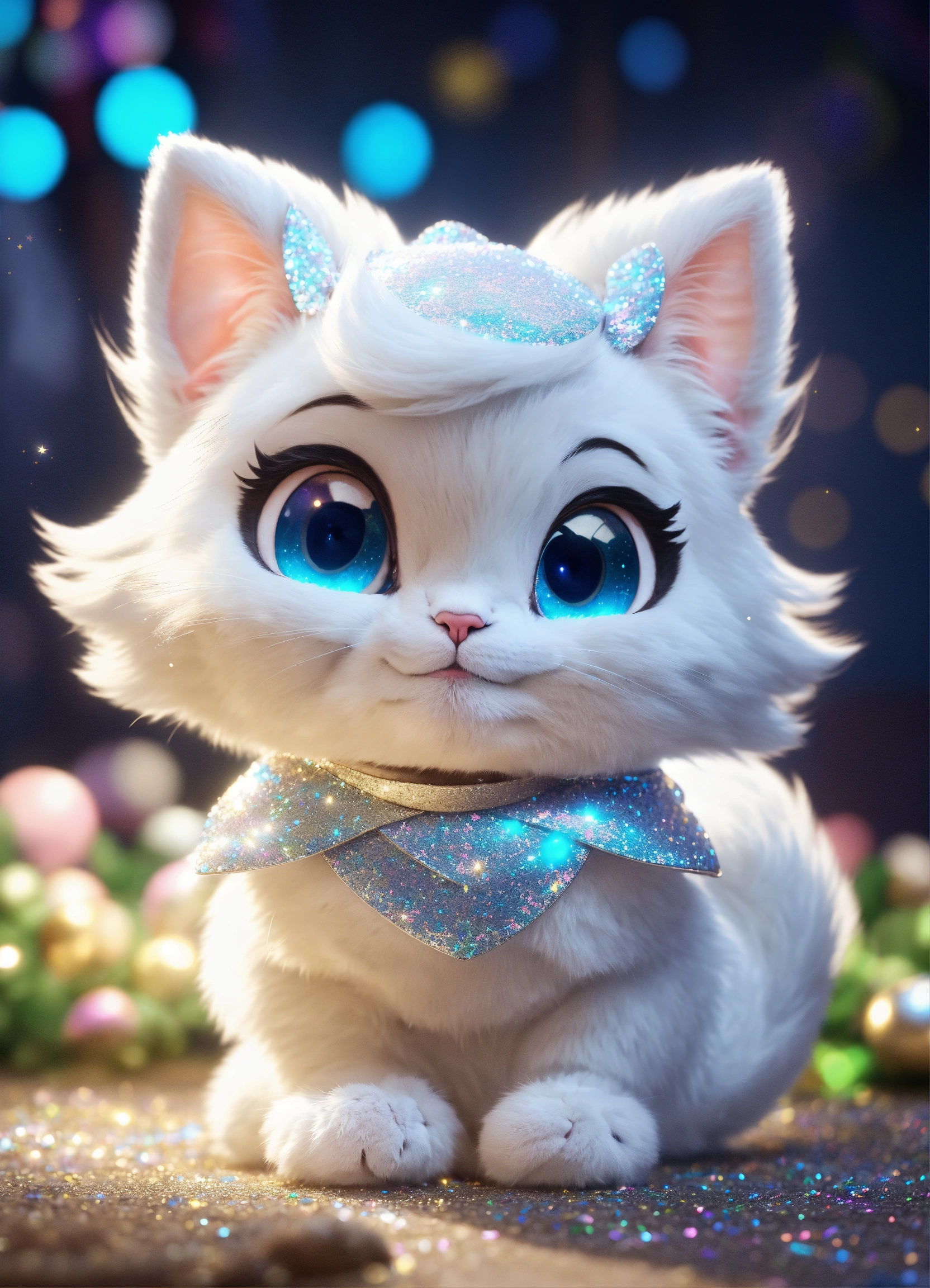 Lexica - Disney cartoon character, chibi, kind fluffy white cat with ...