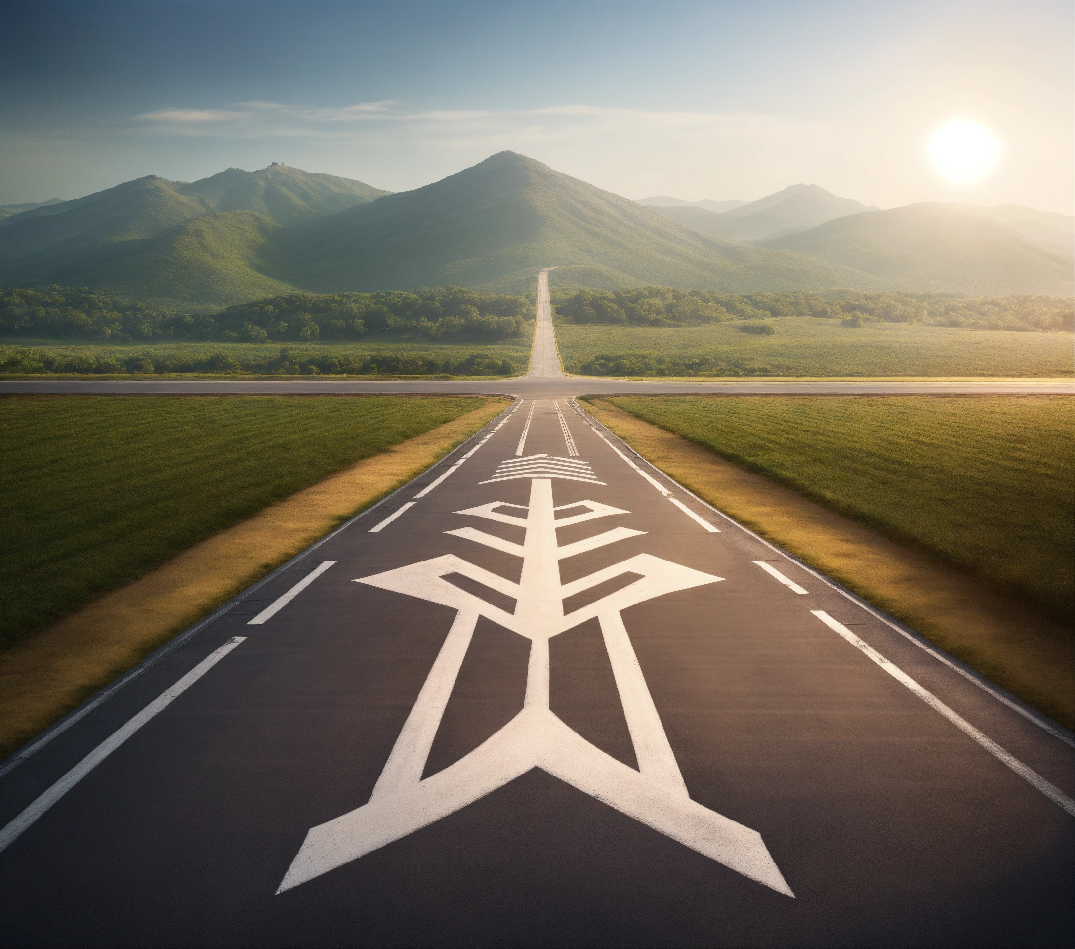 Lexica - Runway in the shape of an arrow, the runway goes up, asphalt ...