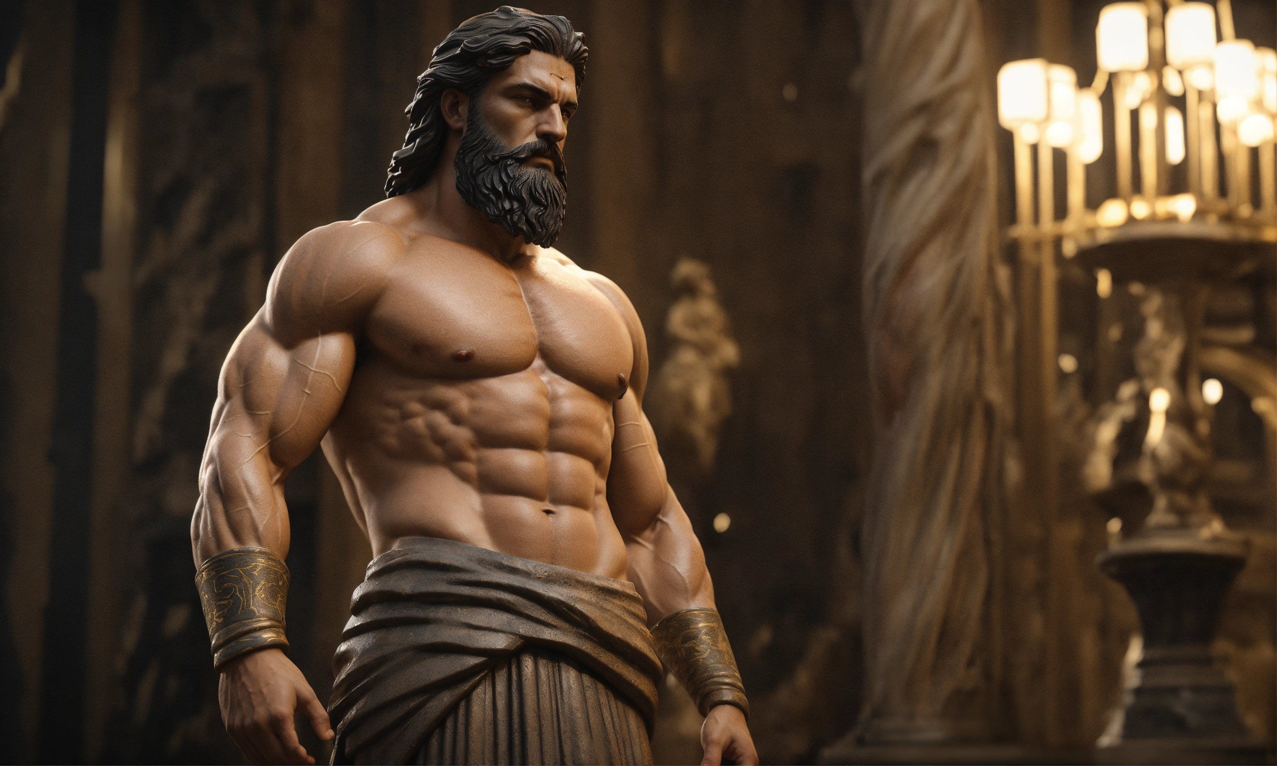 Lexica - A muscular statue of a strong Greek man with beard and scars ...