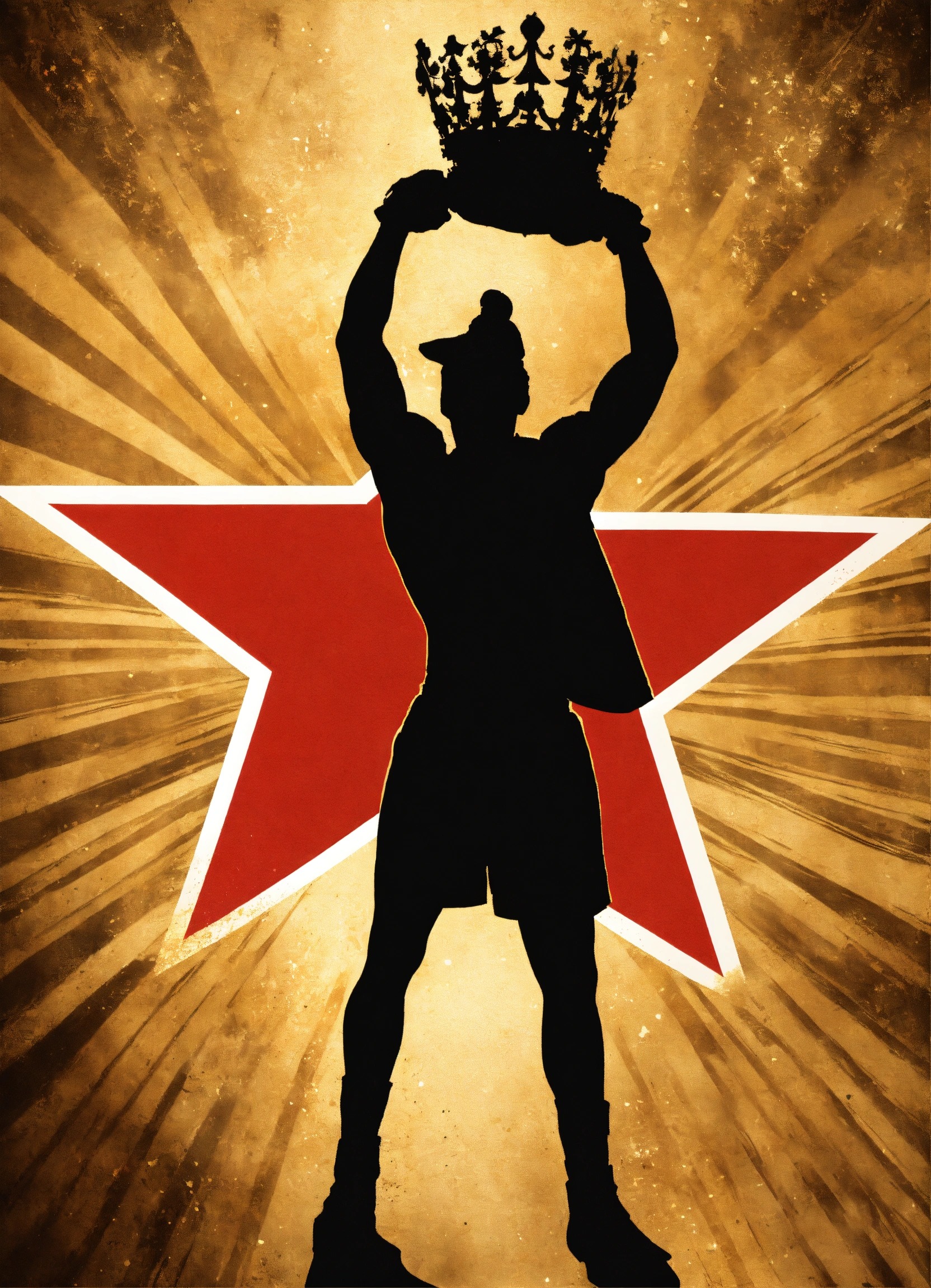 Lexica - Silhouette of a boxer wearing a golden crown and holding his ...