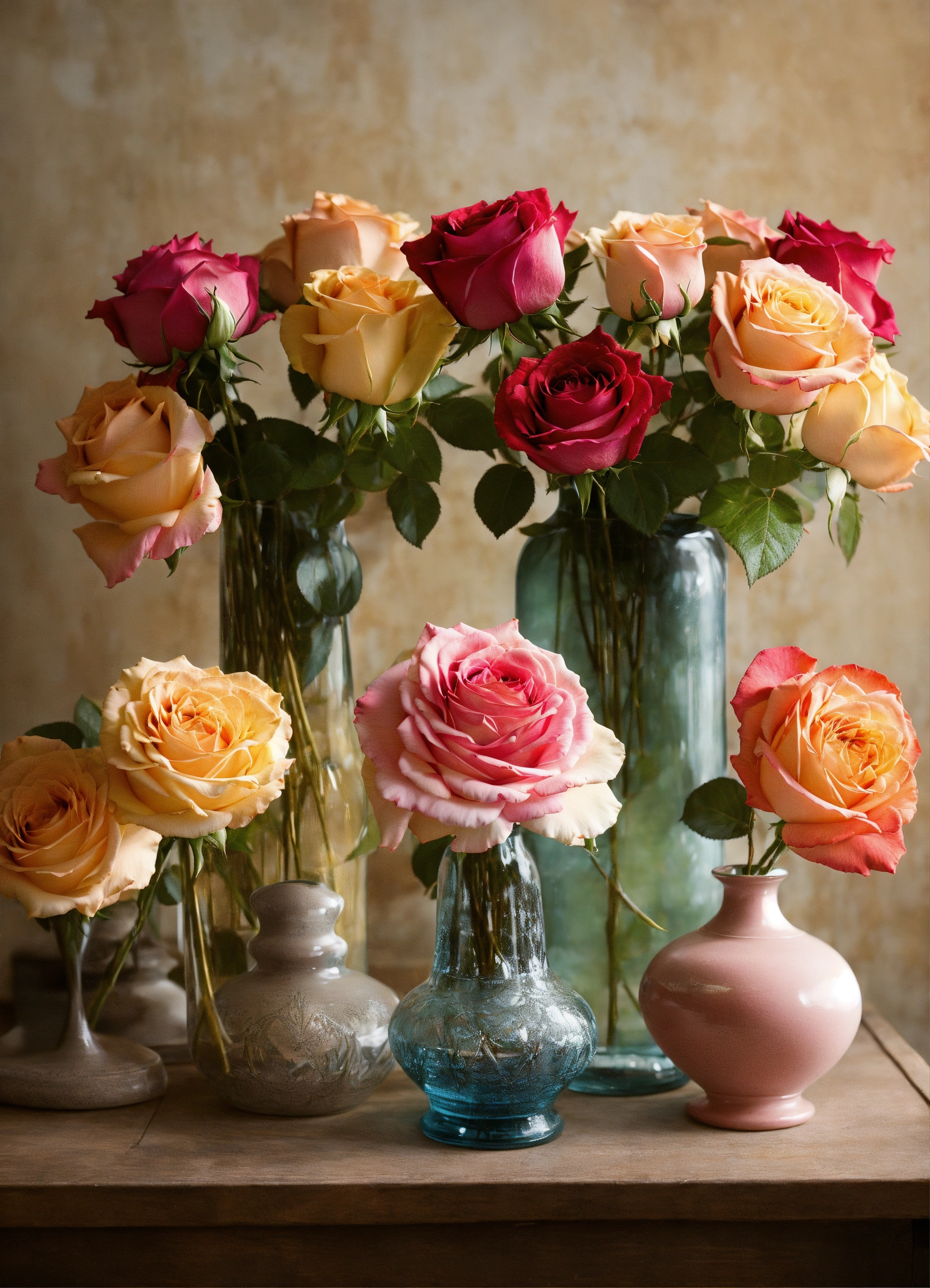 Lexica - Step into an artful tableau of vintage vases filled with an ...