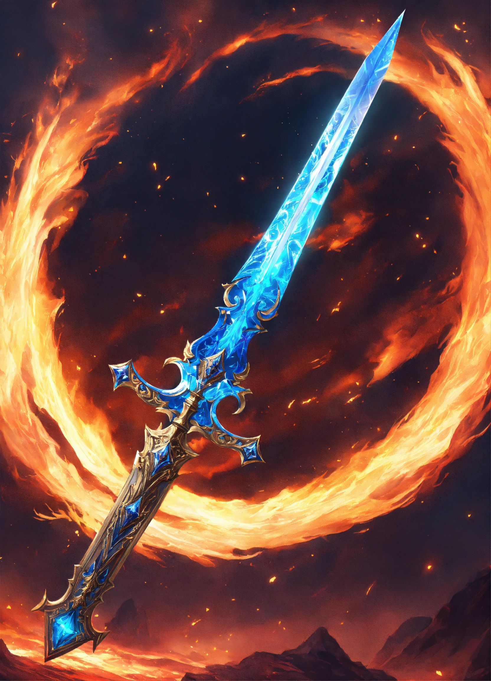 Lexica - An astral sword with a blade made of azure flames