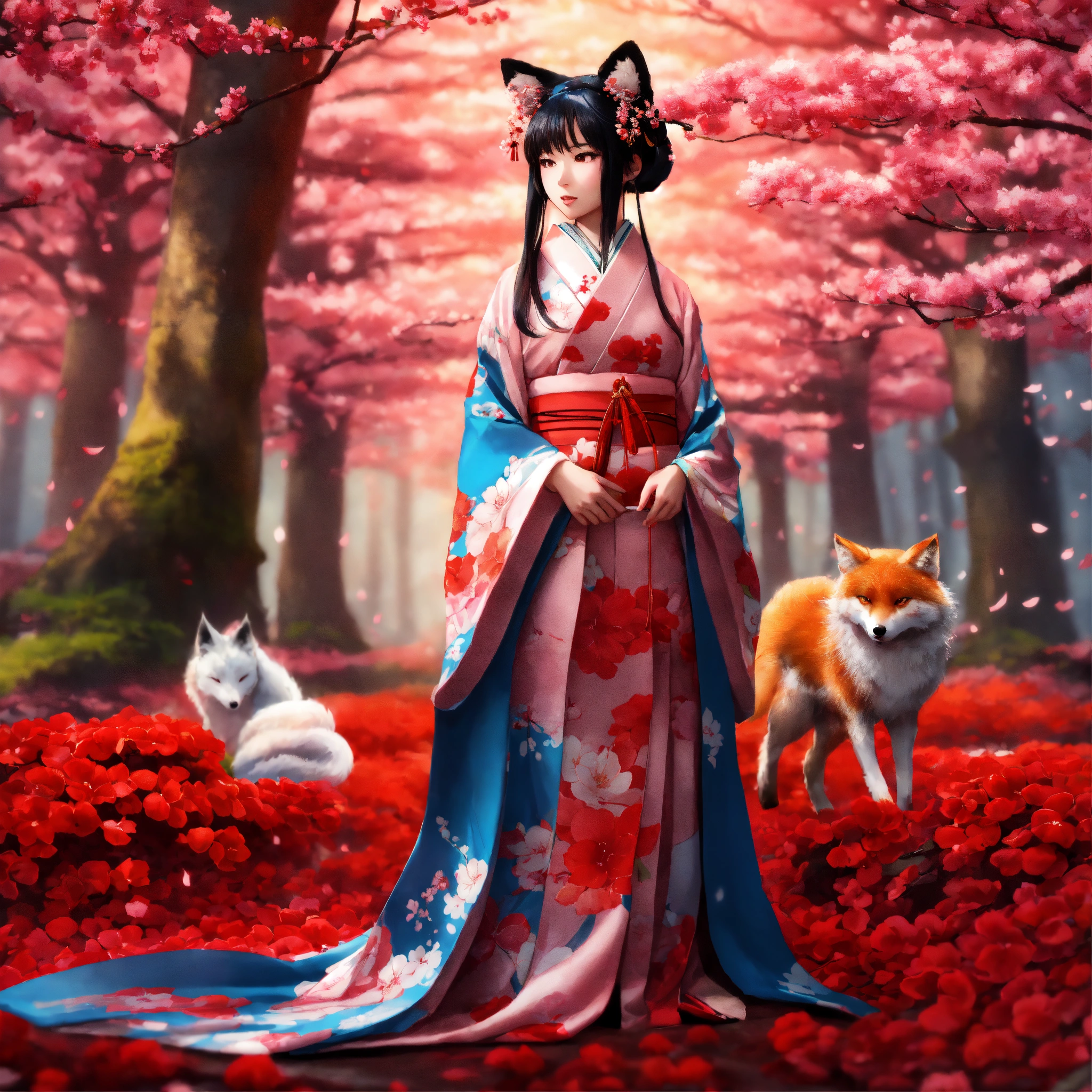 Lexica - Beautiful japenese girl in a kimono standing in a forest of ...