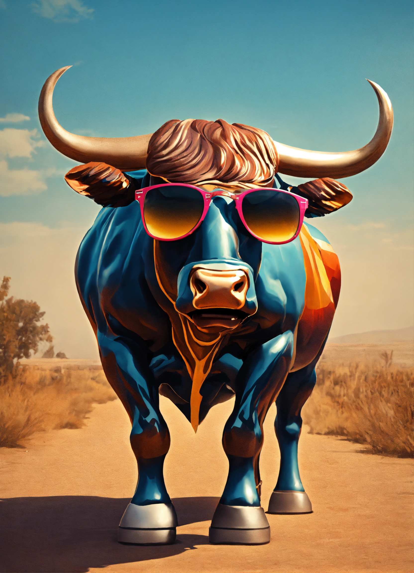 Lexica - A riped bull with abs that flex his arms with sunglasses