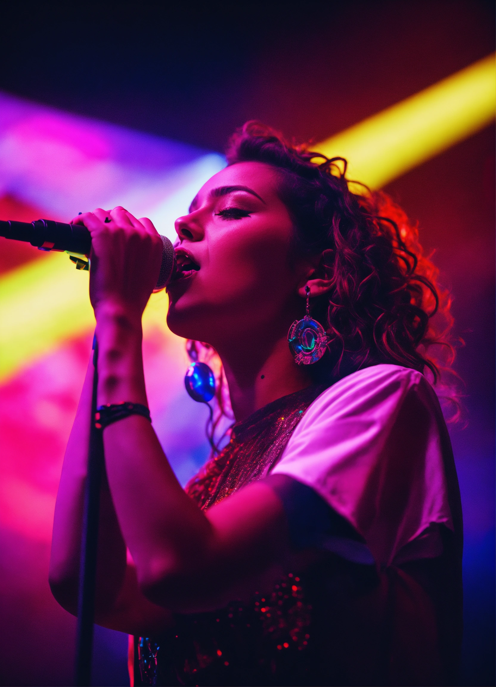 Lexica - Cinematic photography, modern, female singer on stage ...